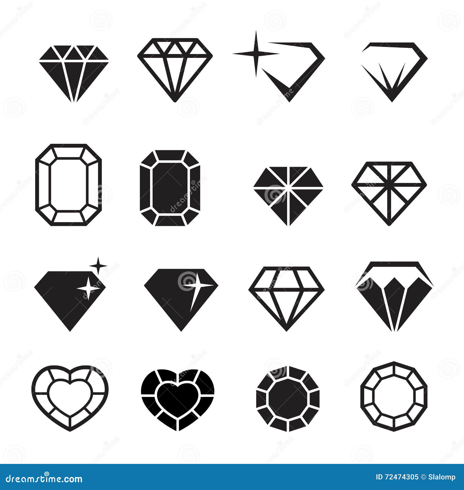 Diamond Icons Set stock illustratie. Illustration of inzameling - 72474305