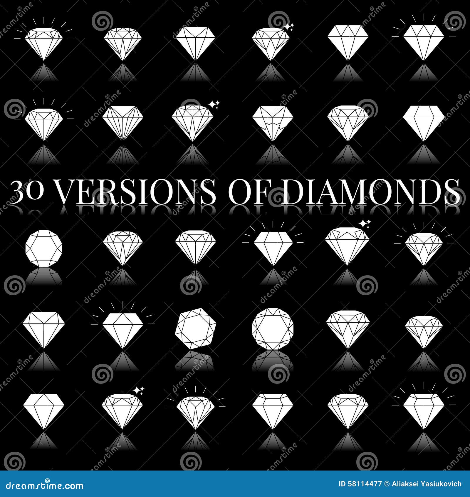 Diamond icons set stock vector. Illustration of brilliant - 58114477
