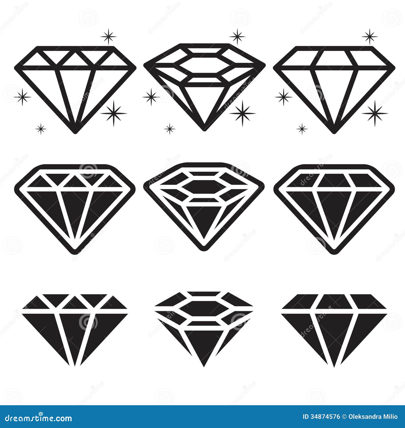 Diamond Icons Set stock vector. Illustration of jewelry - 34874576