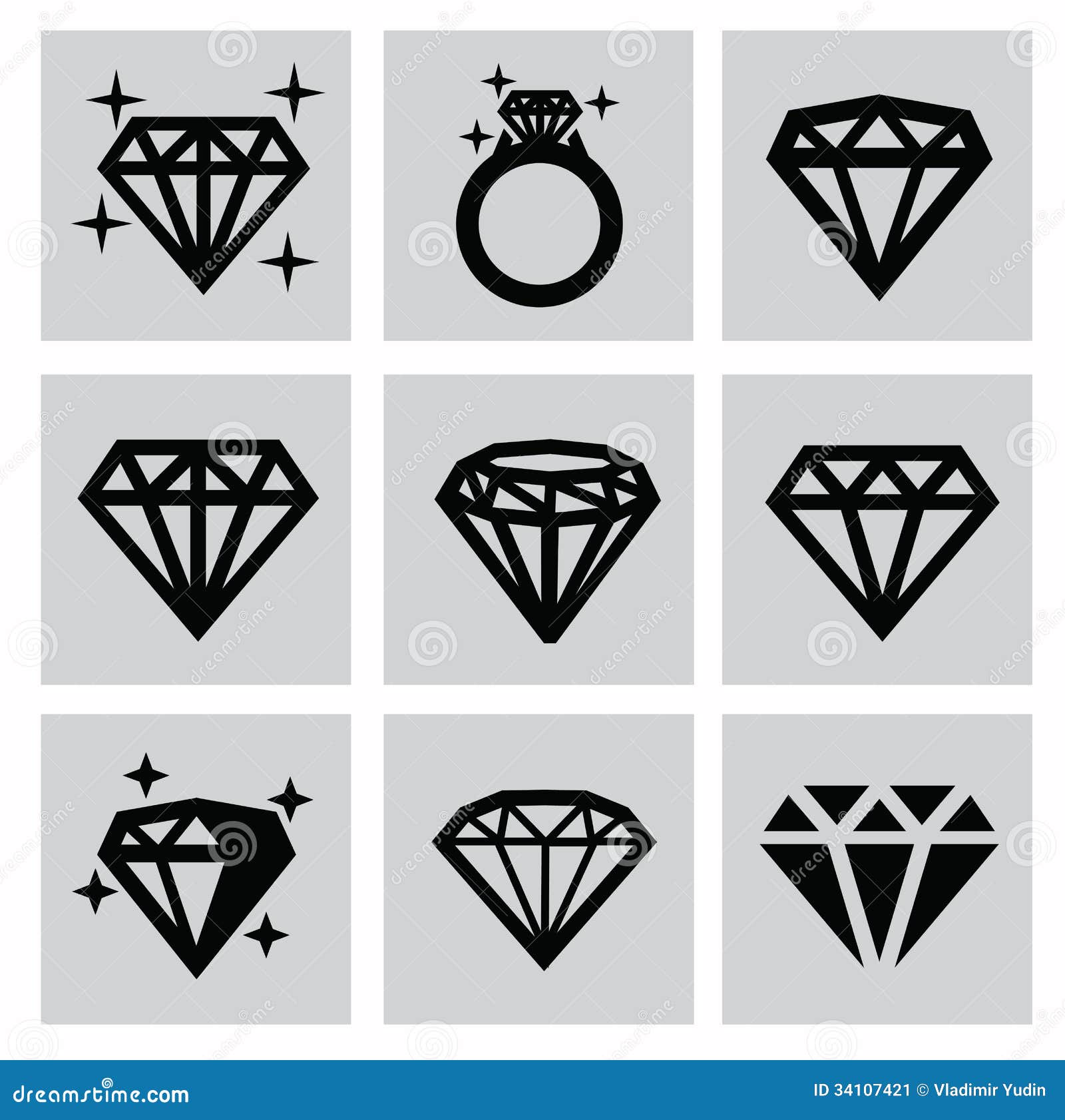 Diamond icons stock vector. Illustration of retro, gift - 34107421