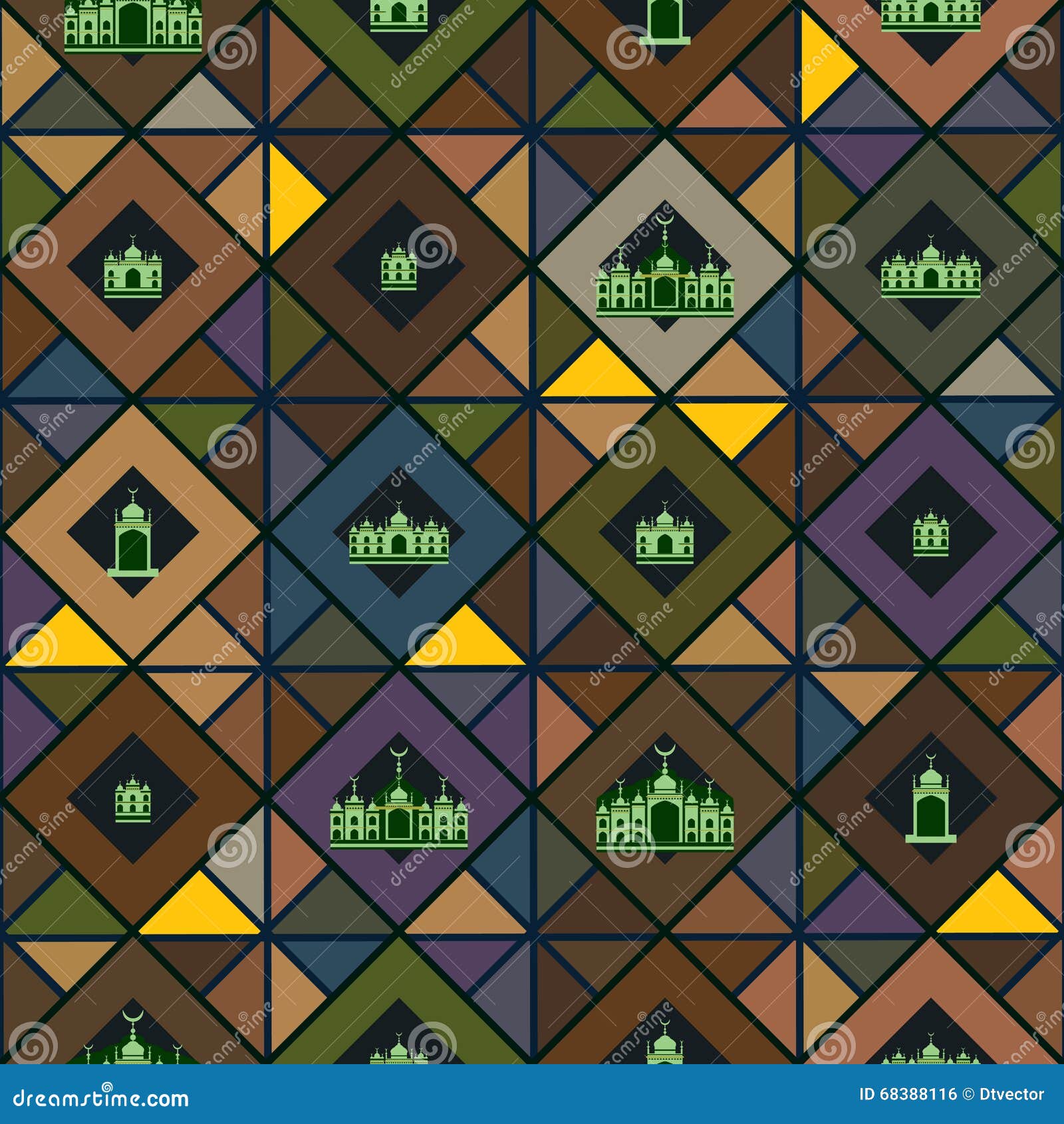 Diamond Shape Islamic Seamless Pattern Stock Vector - Illustration of ...