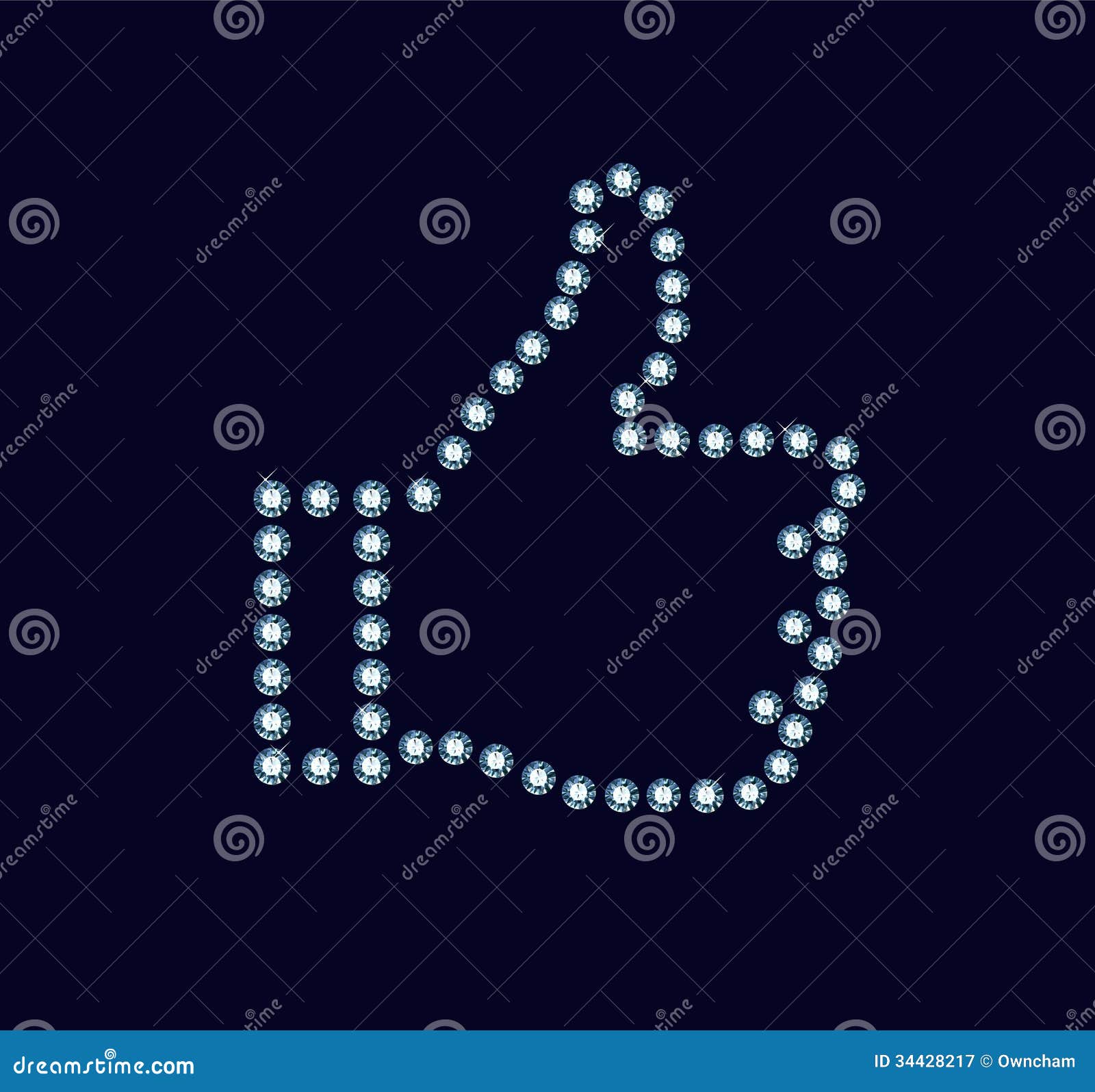 Diamond Like Thumb Up Sign stock vector. Illustration of brilliant ...