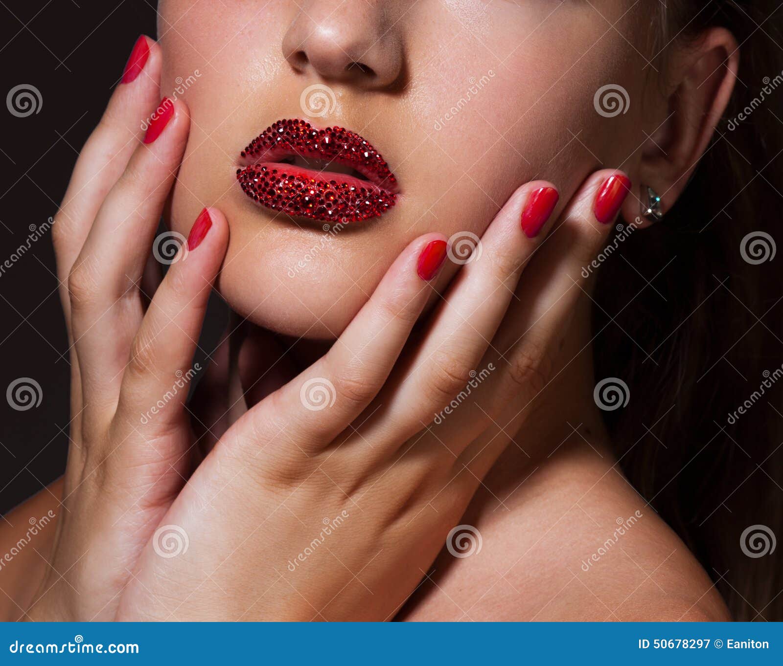 Diamond lips stock image. Image of manicure, dark, hands - 50678297