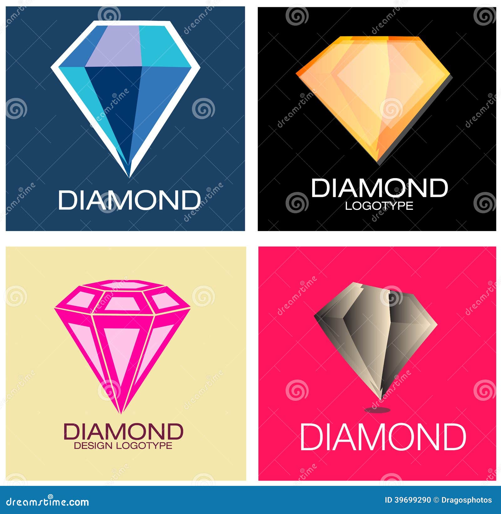 Diamond Logo Set Signs illustration stock. Illustration du dessins ...