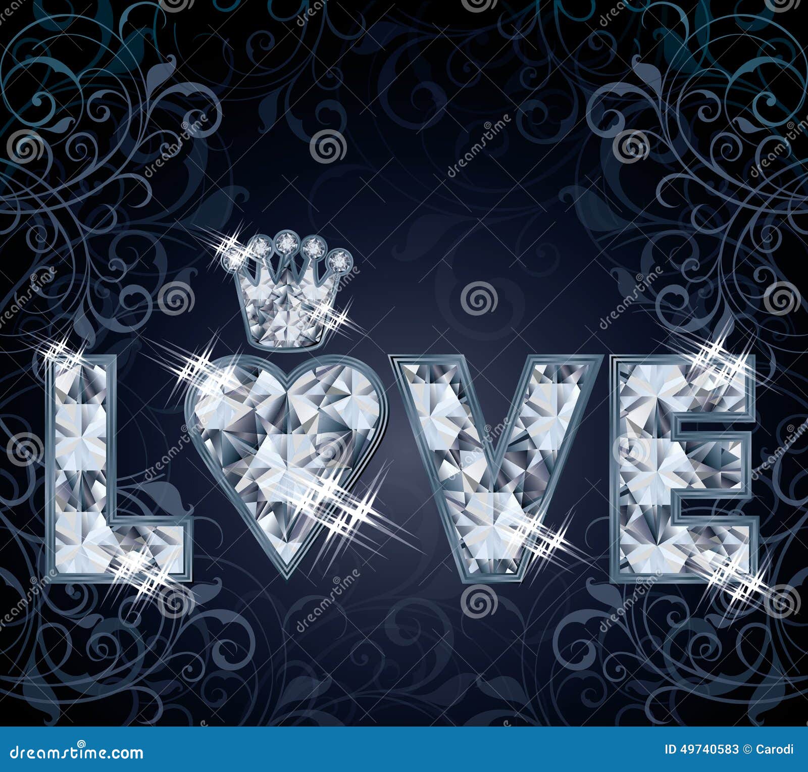 Diamond love card stock vector. Illustration of diadem - 49740583