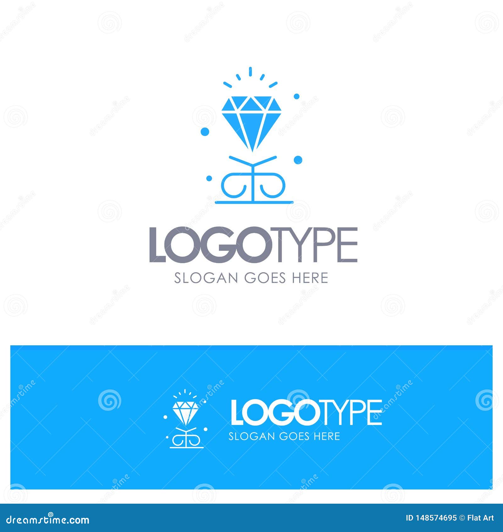 Diamond, Love, Heart, Wedding Blue Solid Logo with Place for Tagline ...