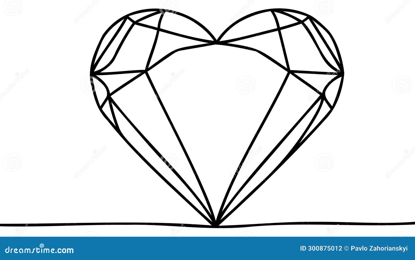 Diamond Love Shape One Line Continuous Concept Banner. Hand Drawn ...