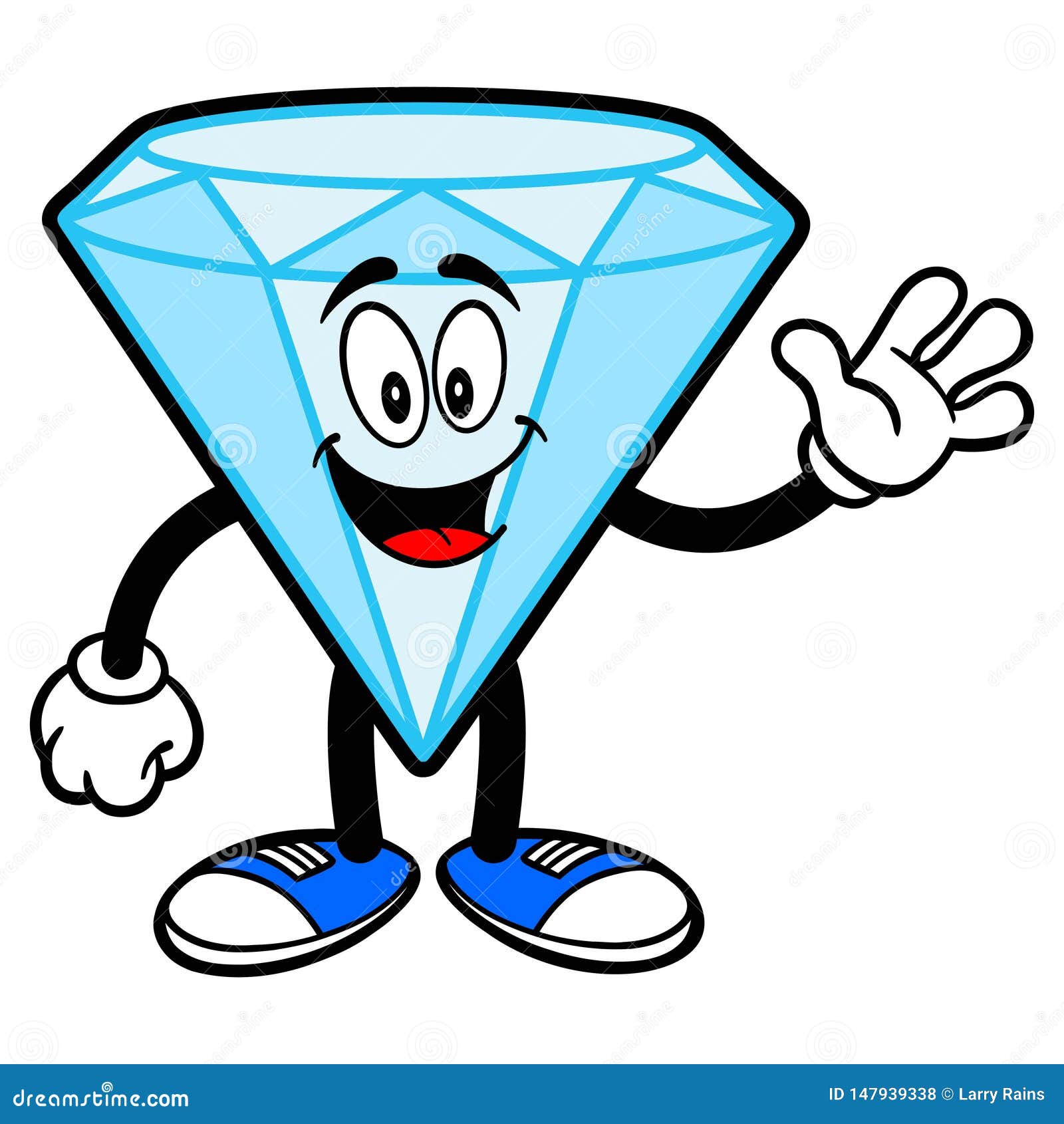 Diamond Mascot Waving stock vector. Illustration of treasure - 147939338