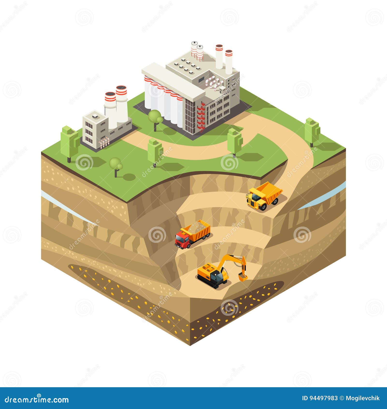 Diamond Mining Concept Isométrico Colorido Ilustración del Vector ...