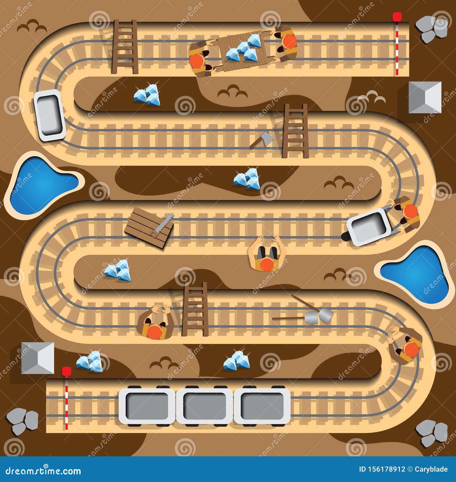 Diamond Mining in the Mine. Stock Vector - Illustration of production ...