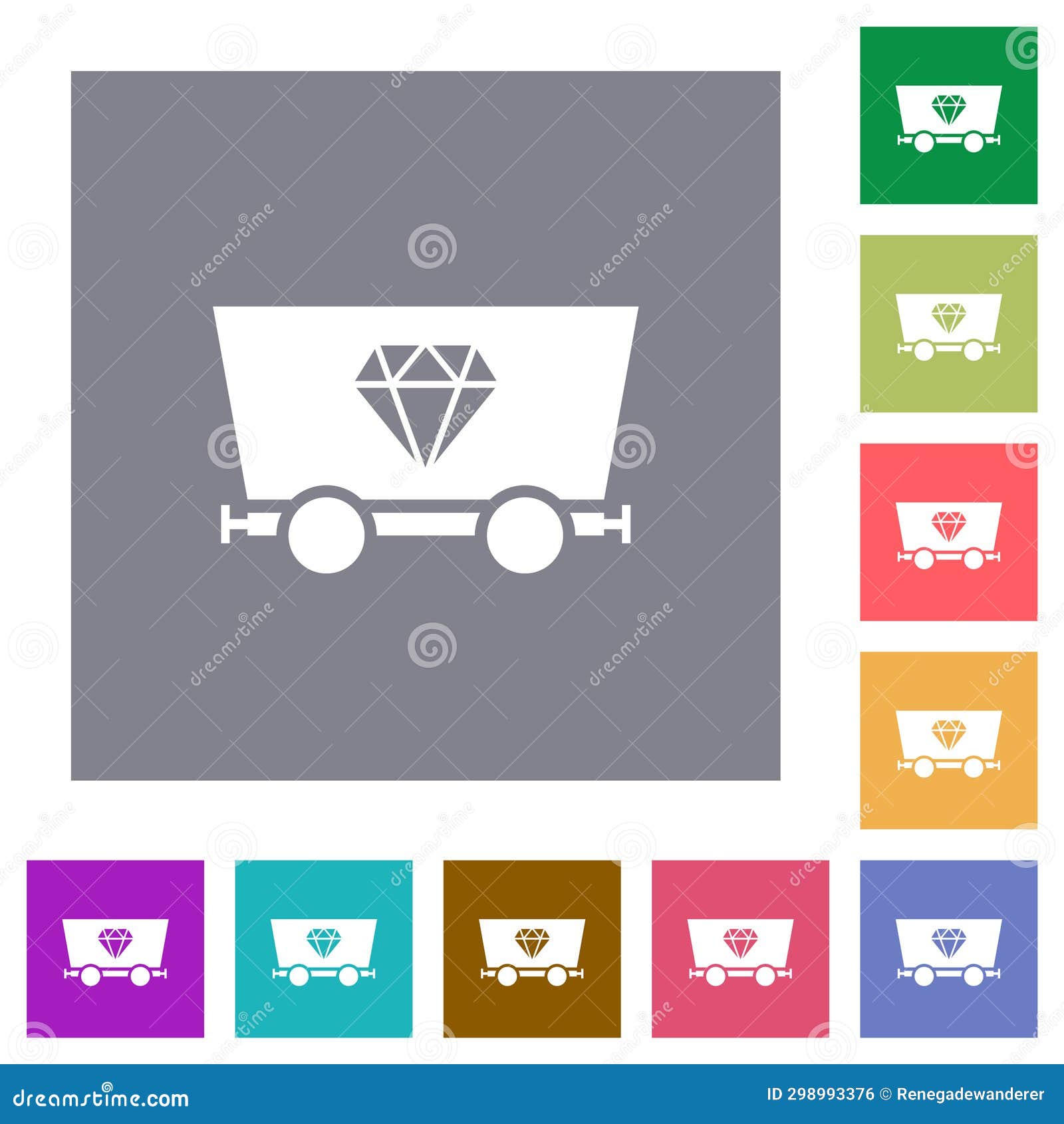 Diamond Mining Square Flat Icons Stock Illustration - Illustration of ...