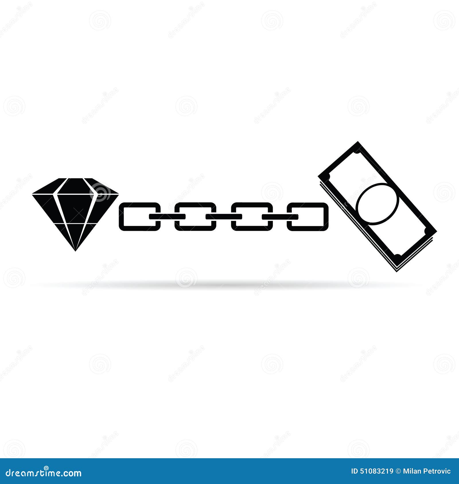 Diamond and Money Connected with Chain Stock Vector - Illustration of ...