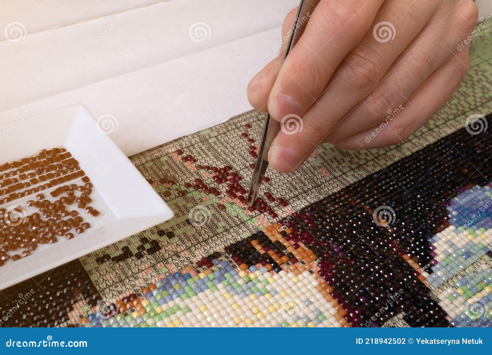 Diamond Mosaic Collection Process. Relaxation and Rest from Work in the ...