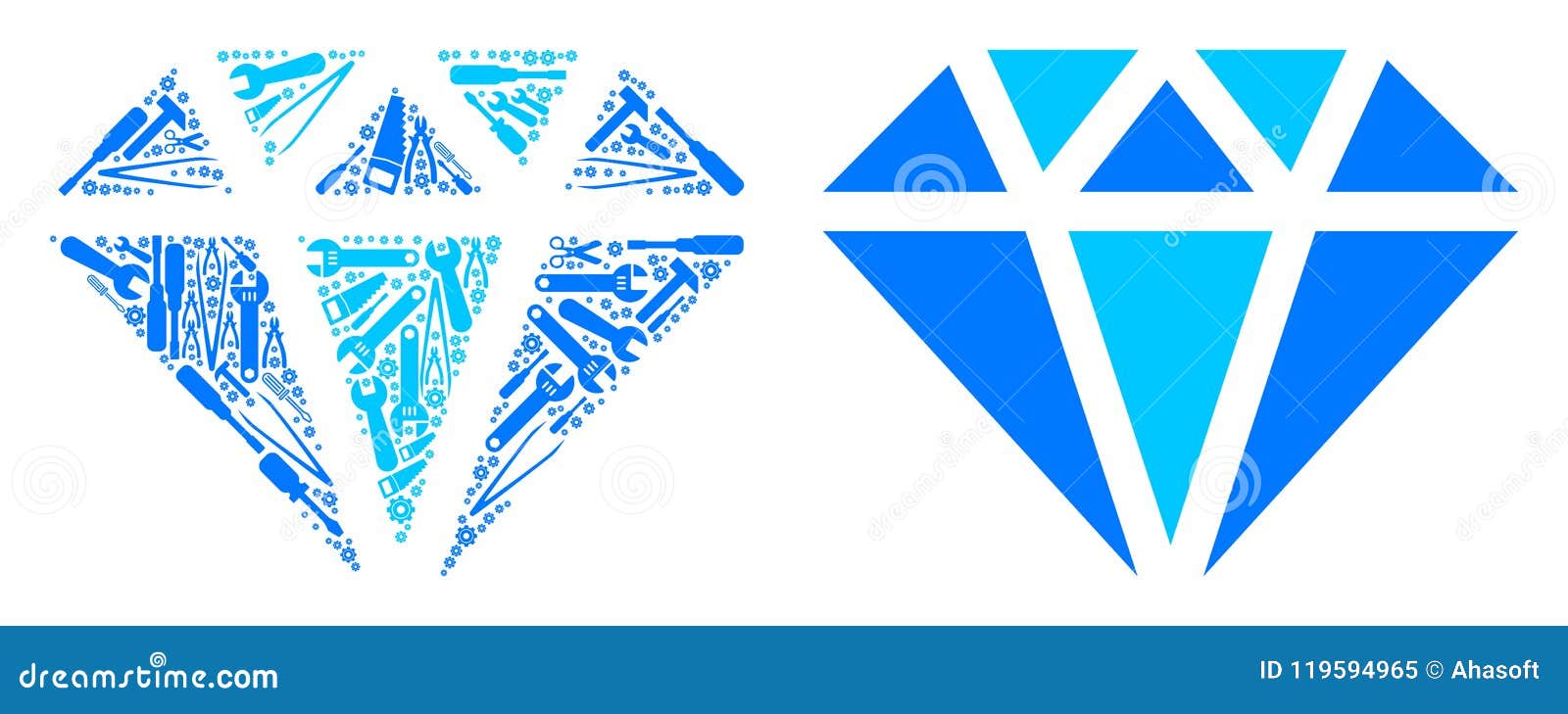 Diamond Mosaic of Service Tools Stock Vector - Illustration of clear ...