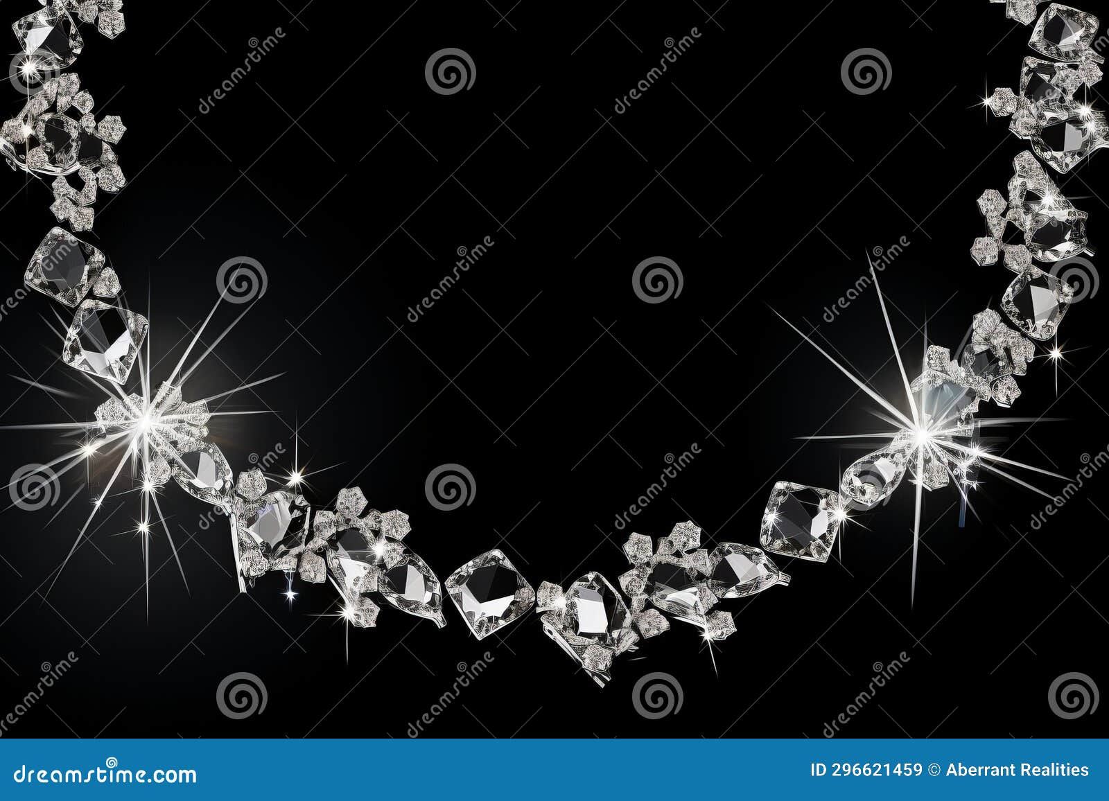 A Diamond Necklace on a Black Background Stock Illustration ...