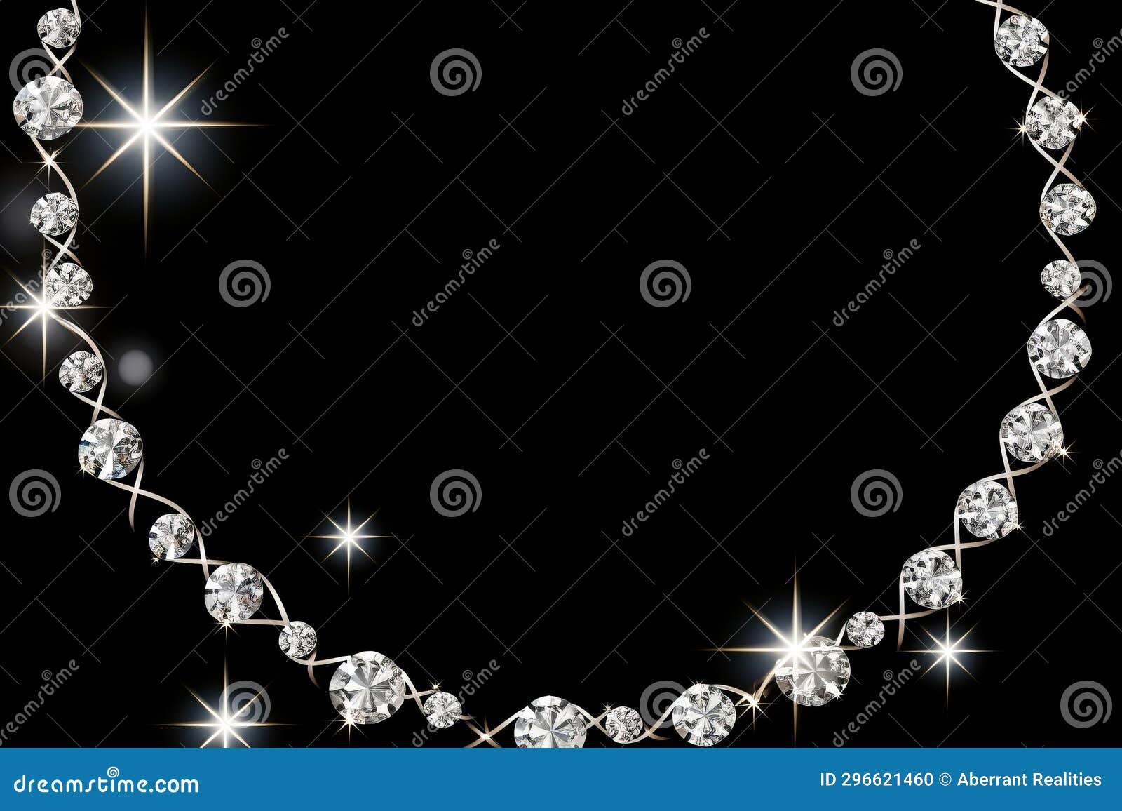 A Diamond Necklace on a Black Background Stock Illustration ...