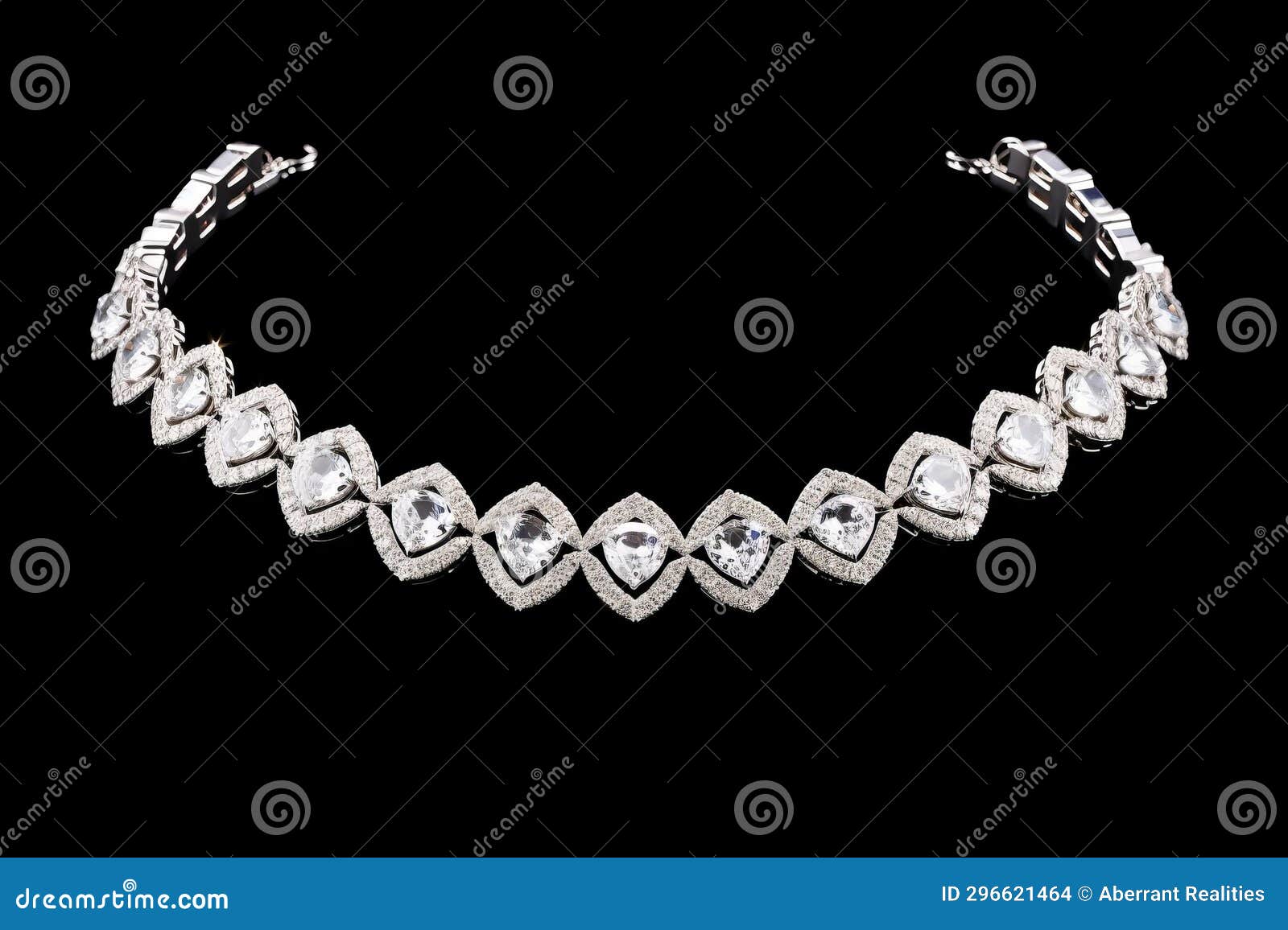 A Diamond Necklace on a Black Background Stock Illustration ...