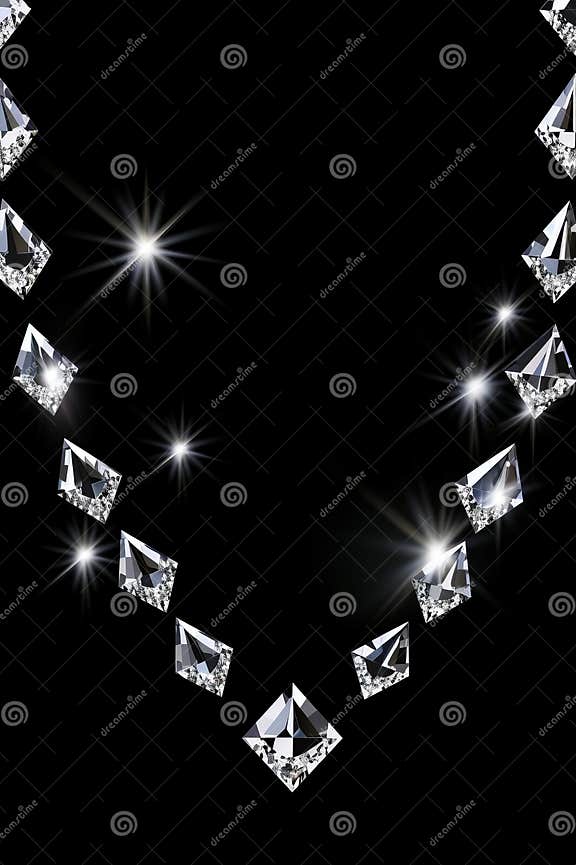 A Diamond Necklace on a Black Background Stock Illustration ...