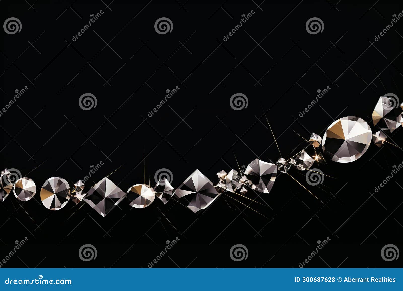 A Diamond Necklace on a Black Background Stock Illustration ...