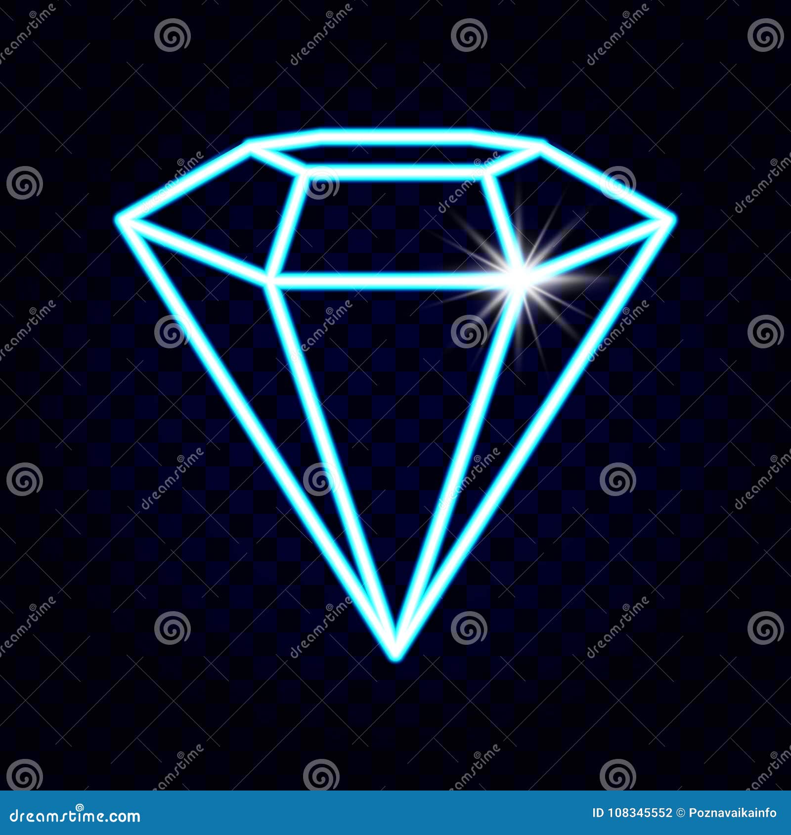 Diamond. Diamond Neon Vector. Neon Icon - Stock Vector. Stock Vector ...