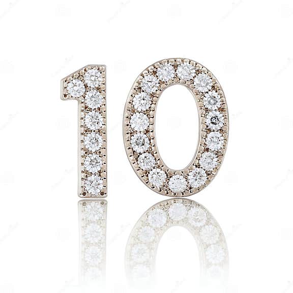 Diamond Number 10 Isolated on White Background Stock Illustration ...