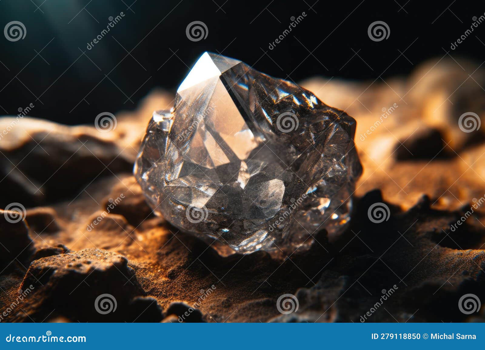 Diamond Ore on a Dark Background Close-up Stock Illustration ...