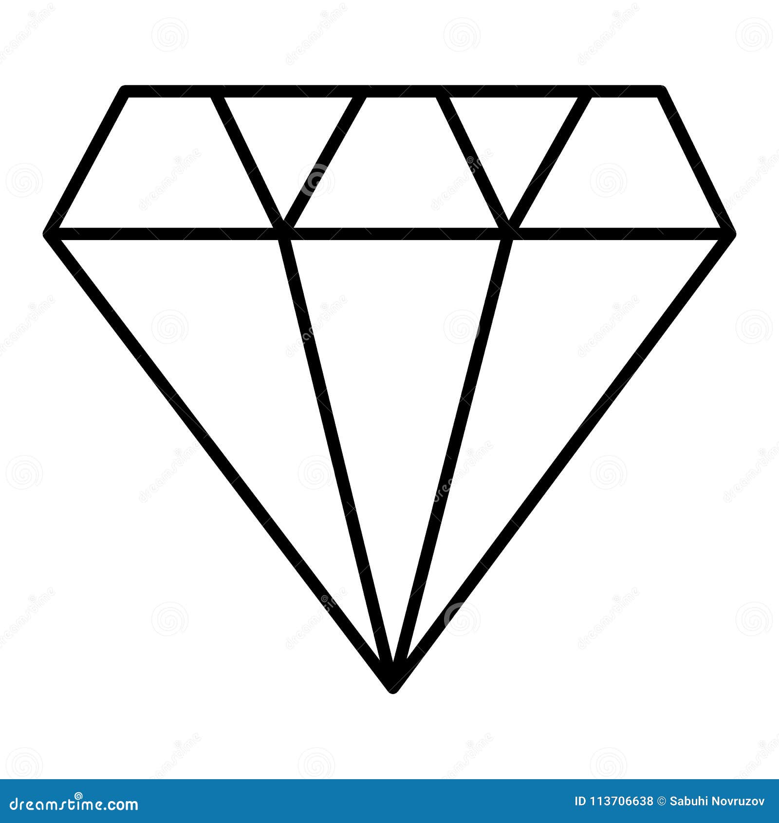 Diamond Outline Icon, Modern Minimal Flat Design Style, Thin Line ...