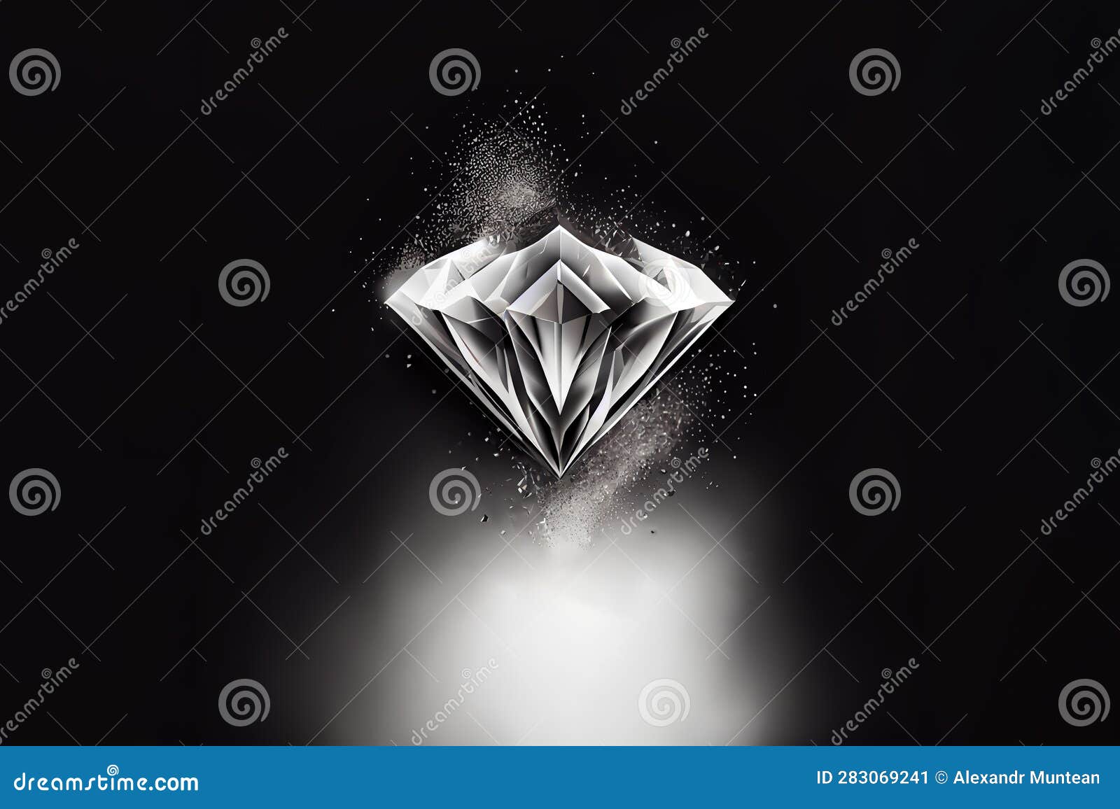 Diamond with Particles Over Black Background Stock Illustration ...