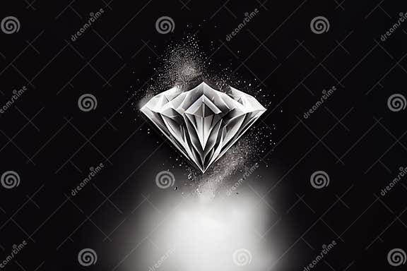 Diamond with Particles Over Black Background Stock Illustration ...