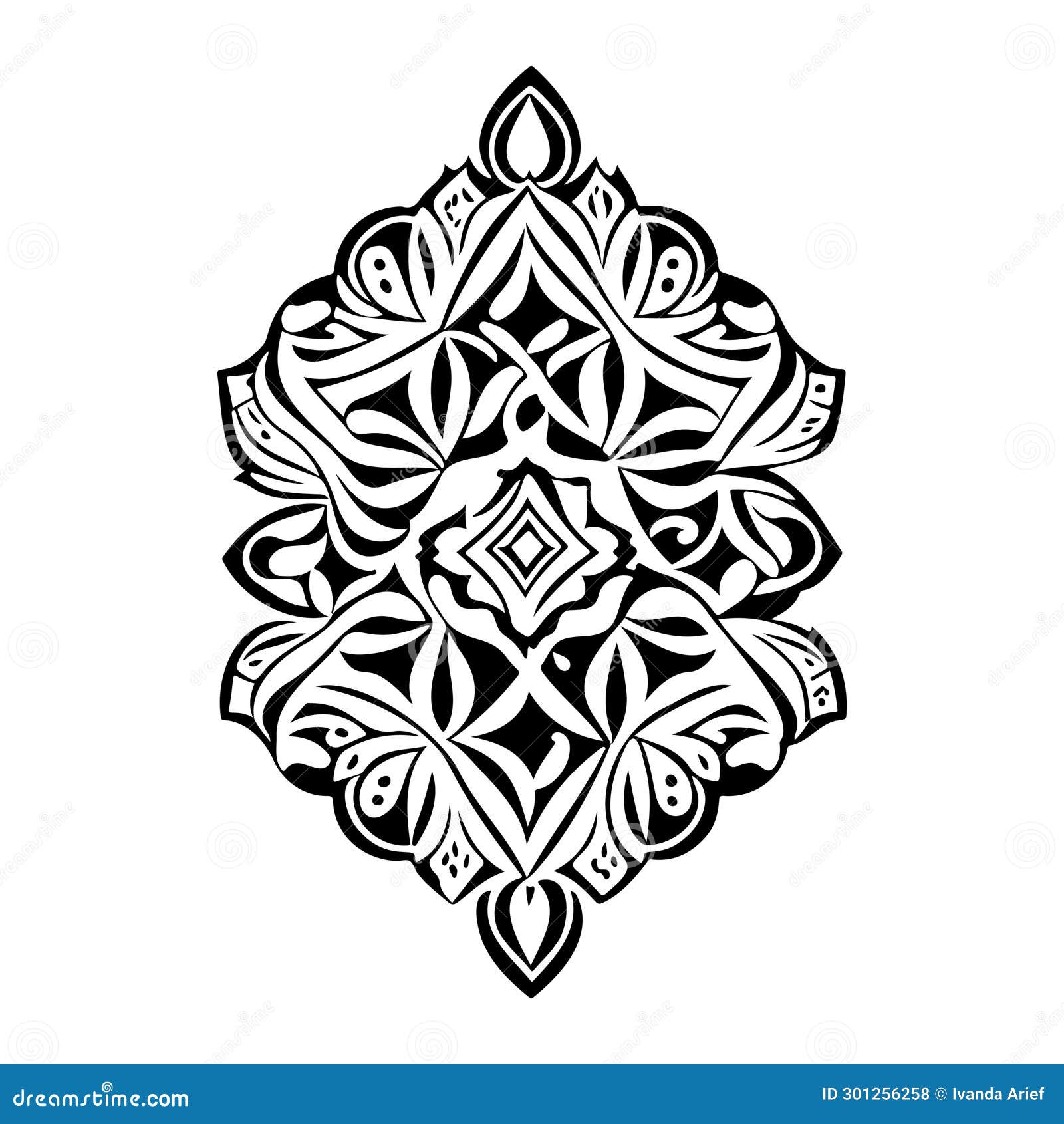 Diamond Pattern Ornament Batik Design Element Illustration Black Stock ...