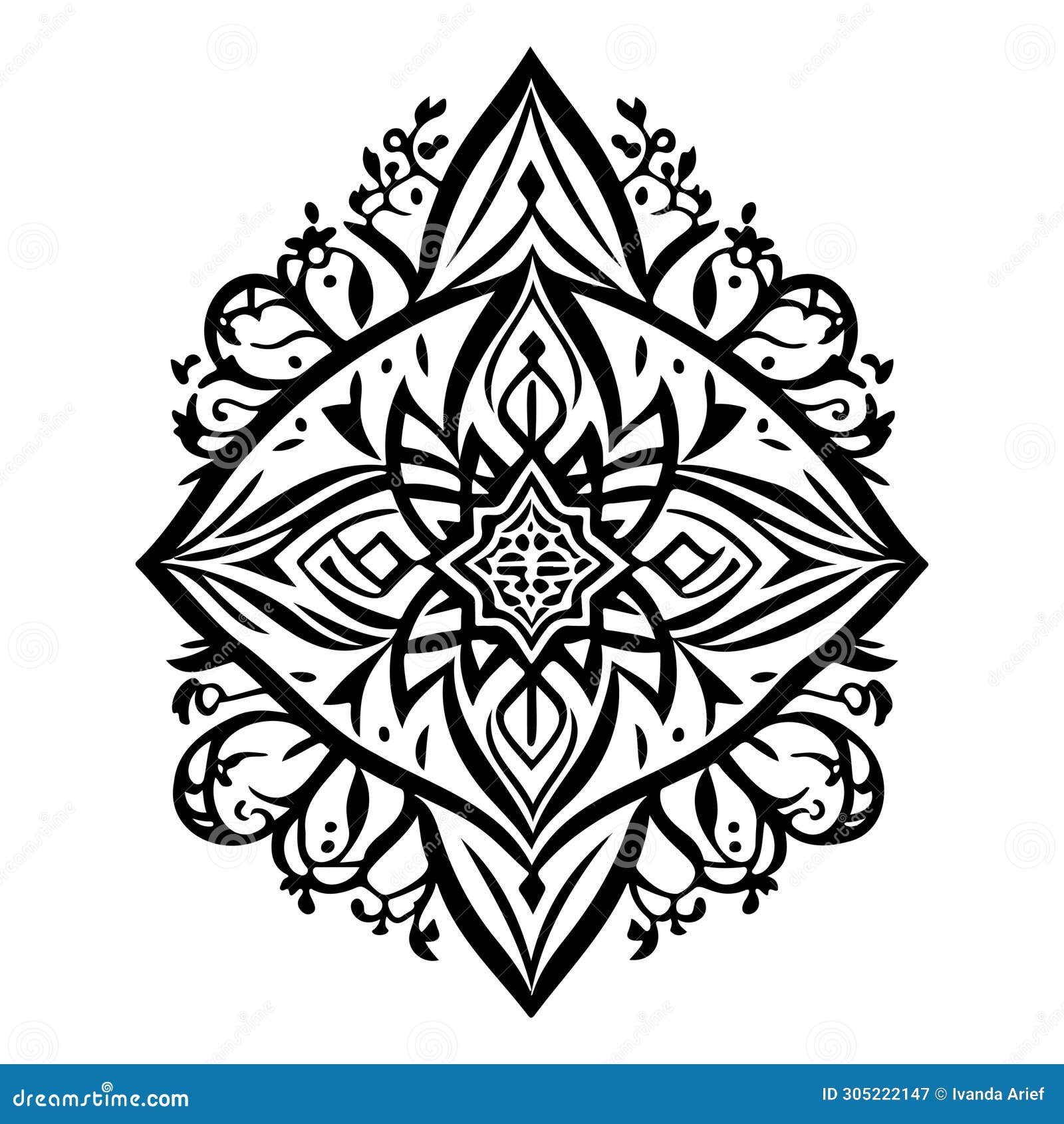 Diamond Pattern Ornament Batik Design Element Illustration Stock ...