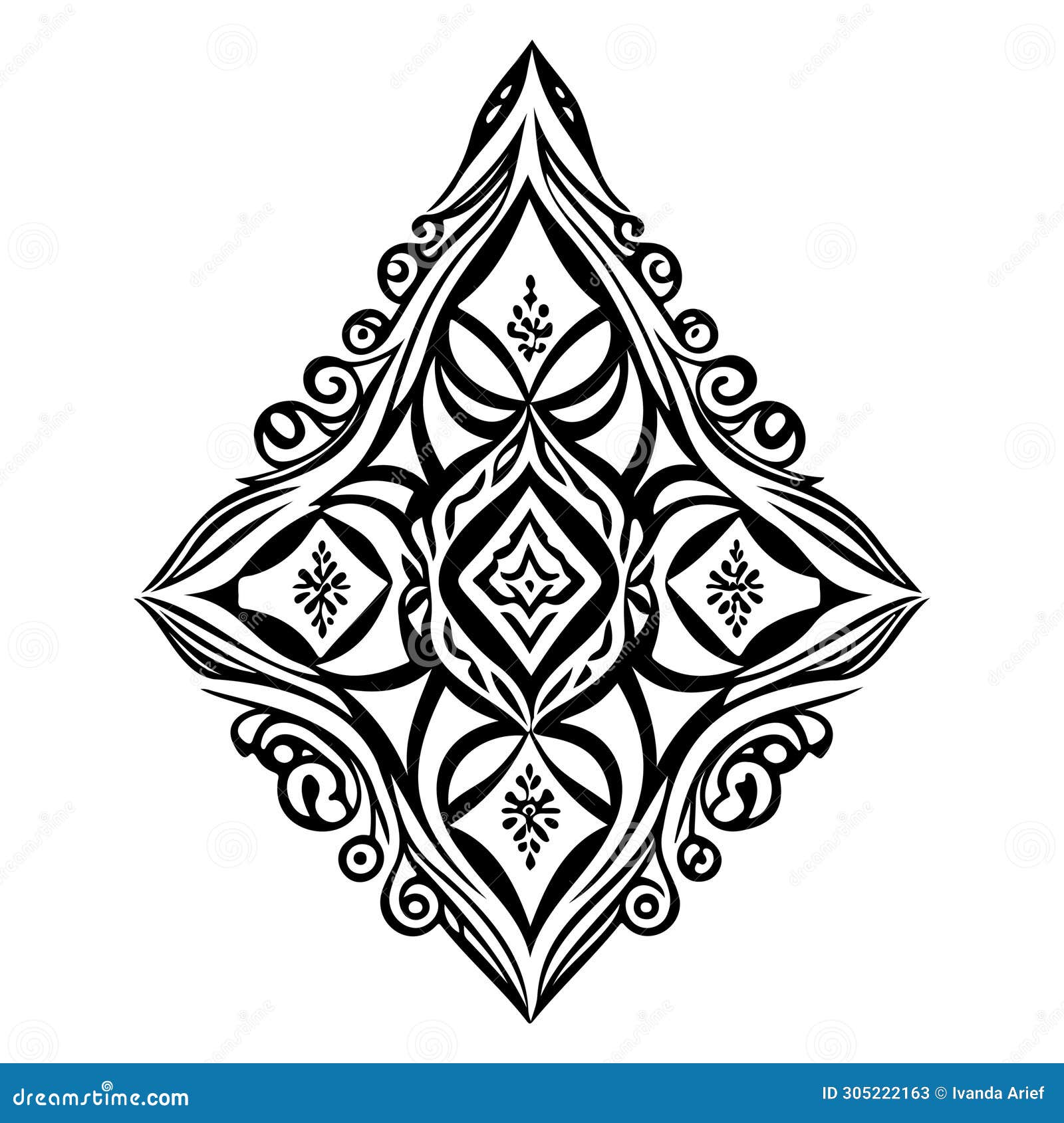 Diamond Pattern Ornament Batik Design Element Illustration Stock ...