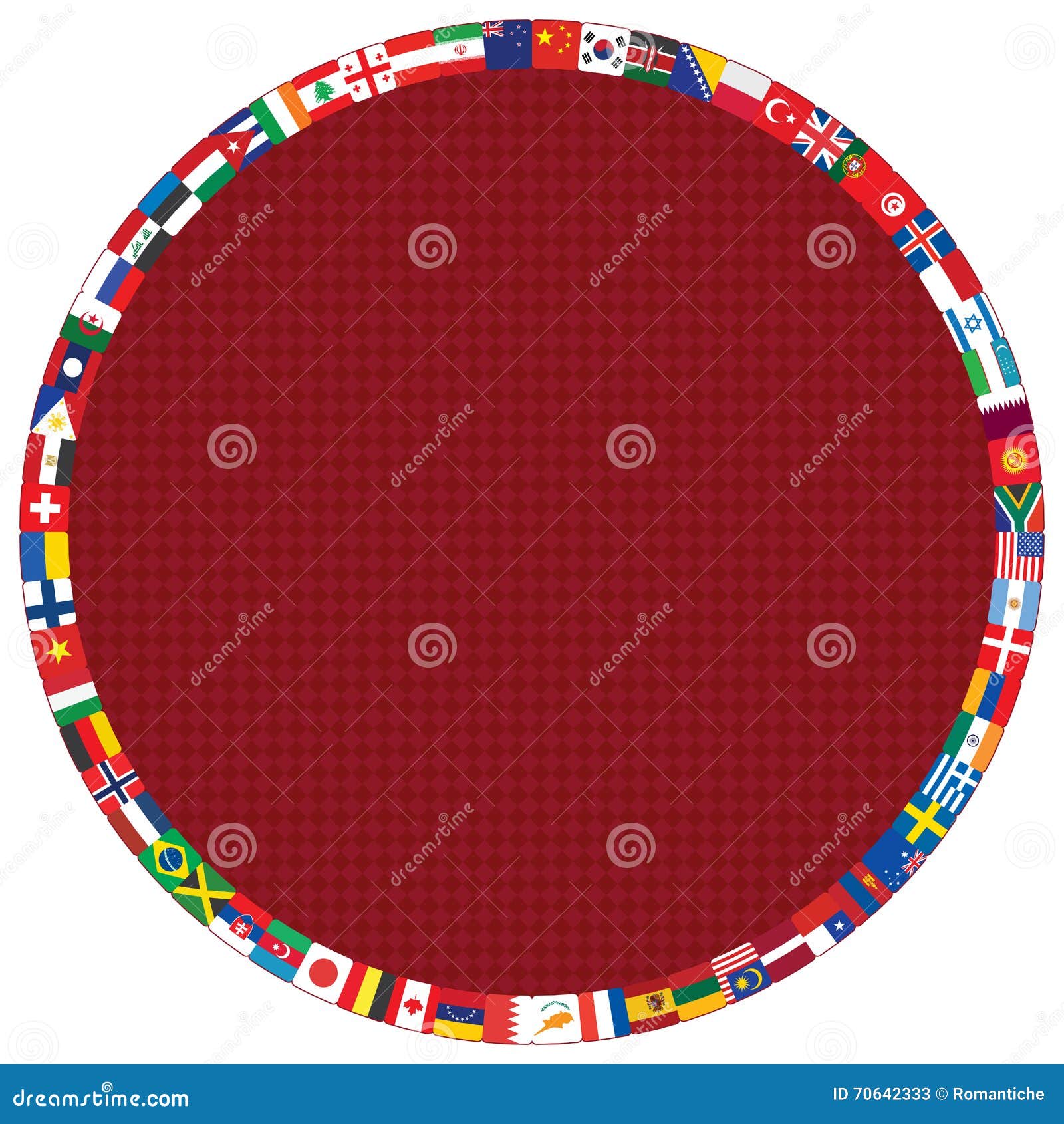 Diamond Pattern with Round Flags Frame Stock Vector - Illustration of ...