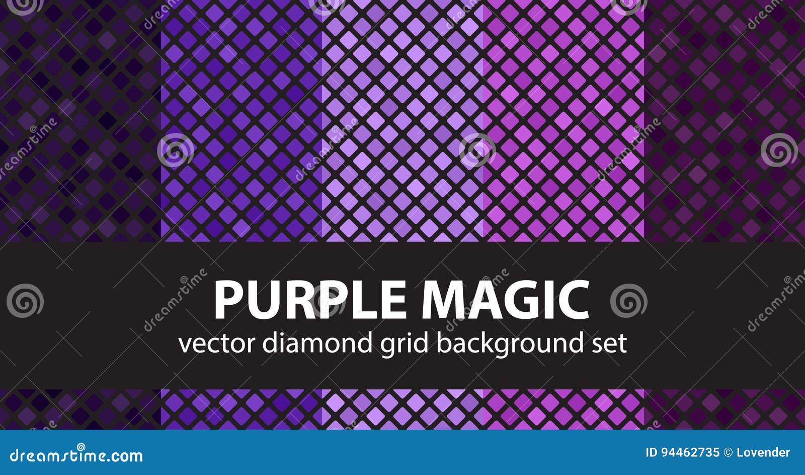 Diamond Pattern Set Purple Magic. Vector Seamless Geometric Back Stock ...