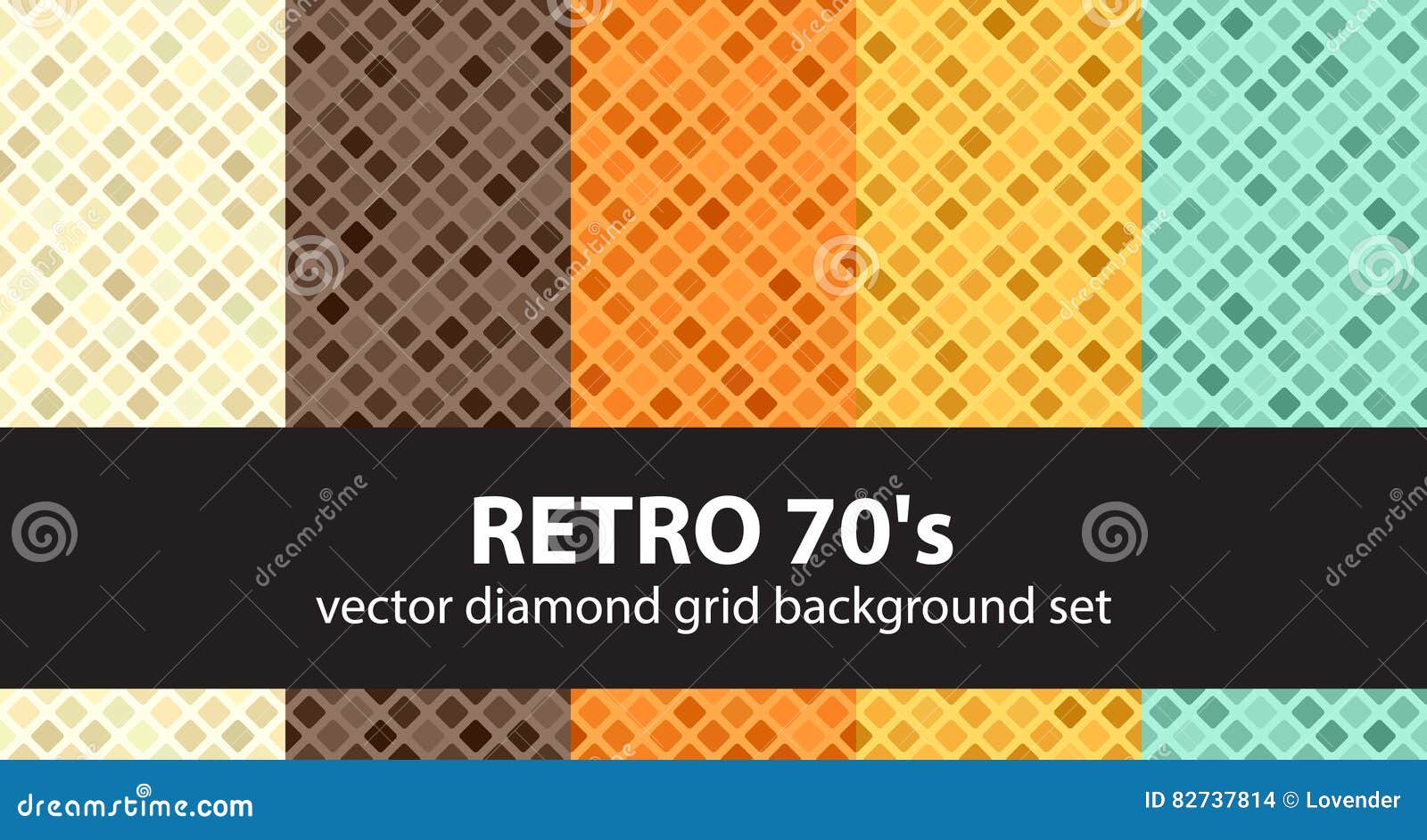 Diamond Pattern Set Retro 70`s Stock Vector - Illustration of brown ...
