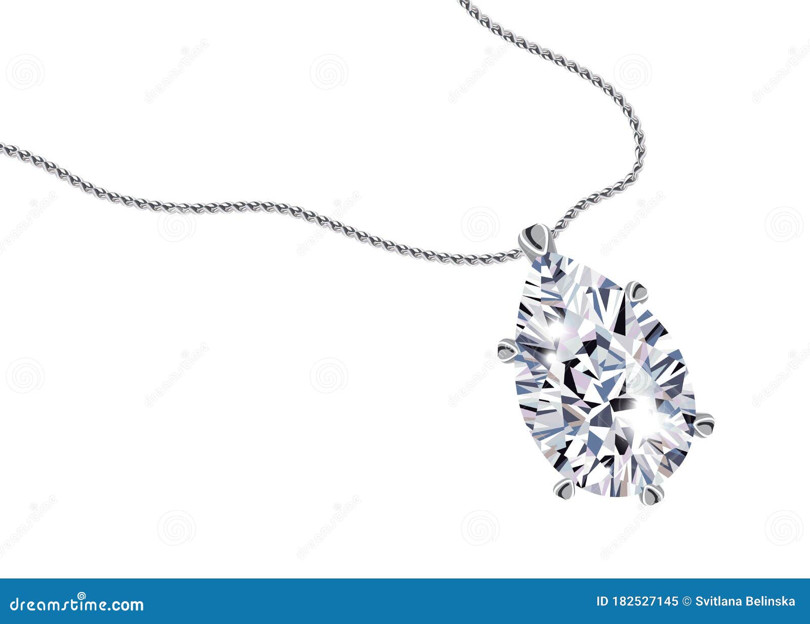 Diamond Pendant Necklace on White Background Vector Stock Vector ...
