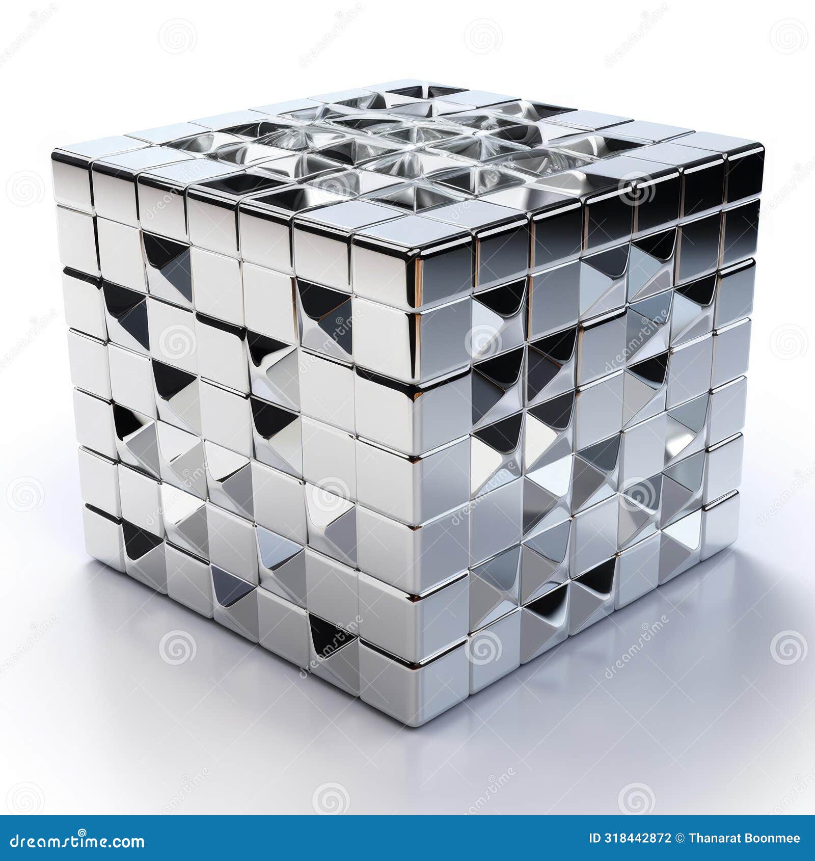 Diamond Plate Cube Isolated on White Background, Shiny Metal Texture ...