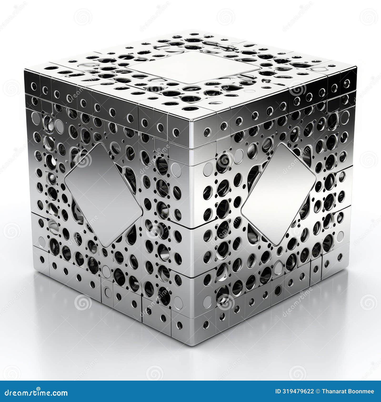 Diamond Plate Cube Isolated on White Background, Shiny Metal Texture ...