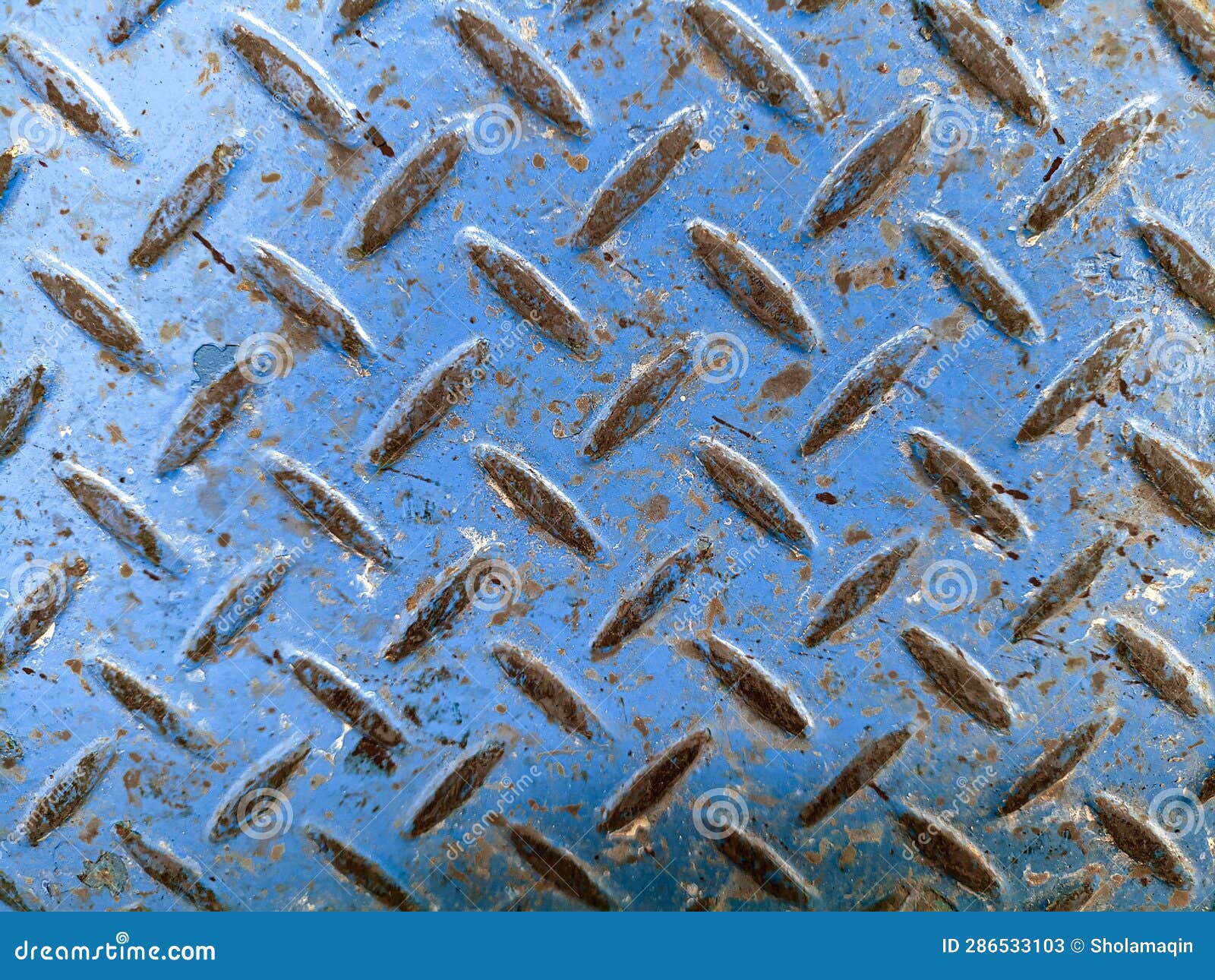 Diamond Plate Patterned Iron Texture Painted in Blue Stock Image ...
