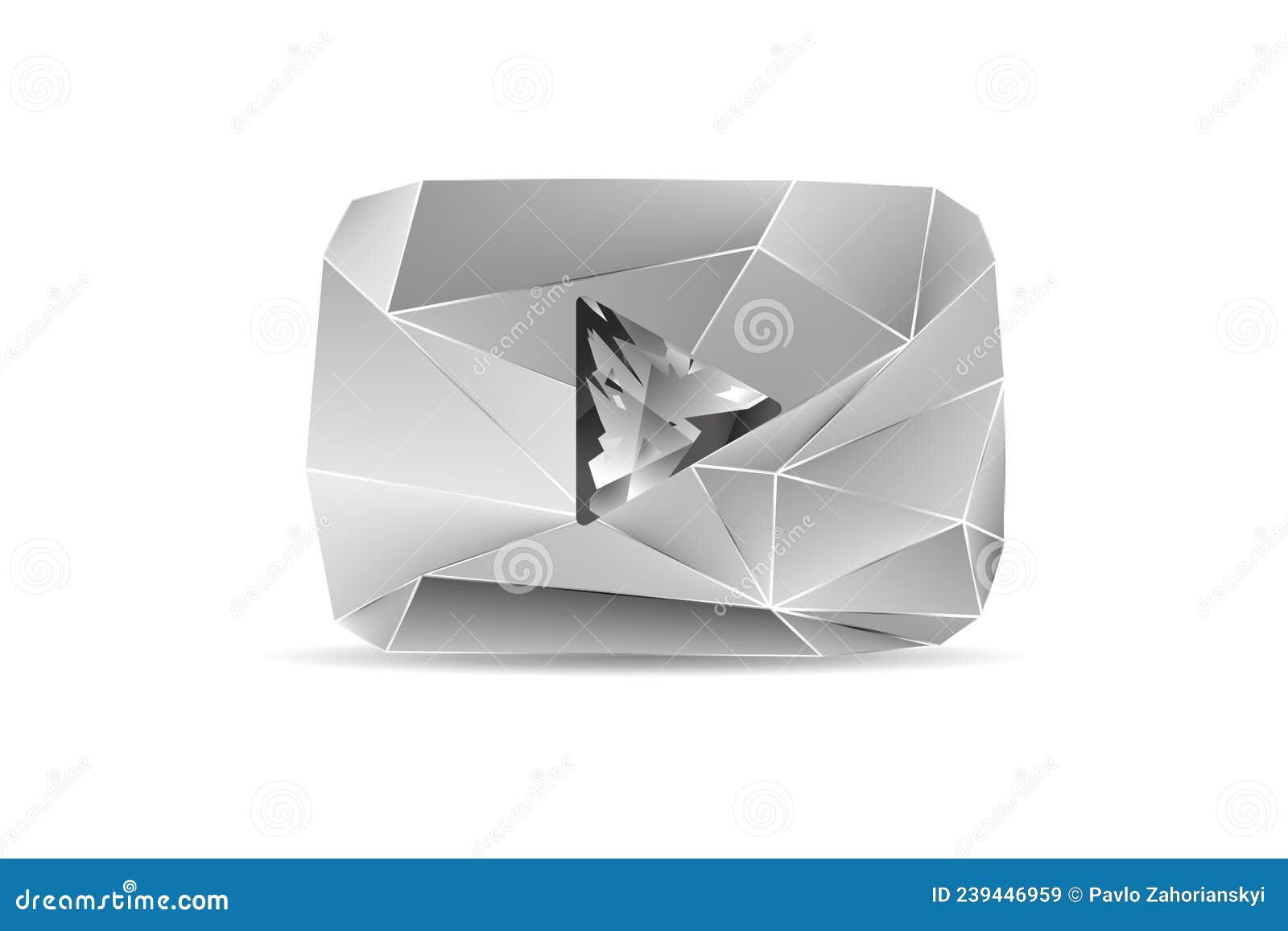DIAMOND PLAY BUTTON Trophy on White Background. Editable Vector ...