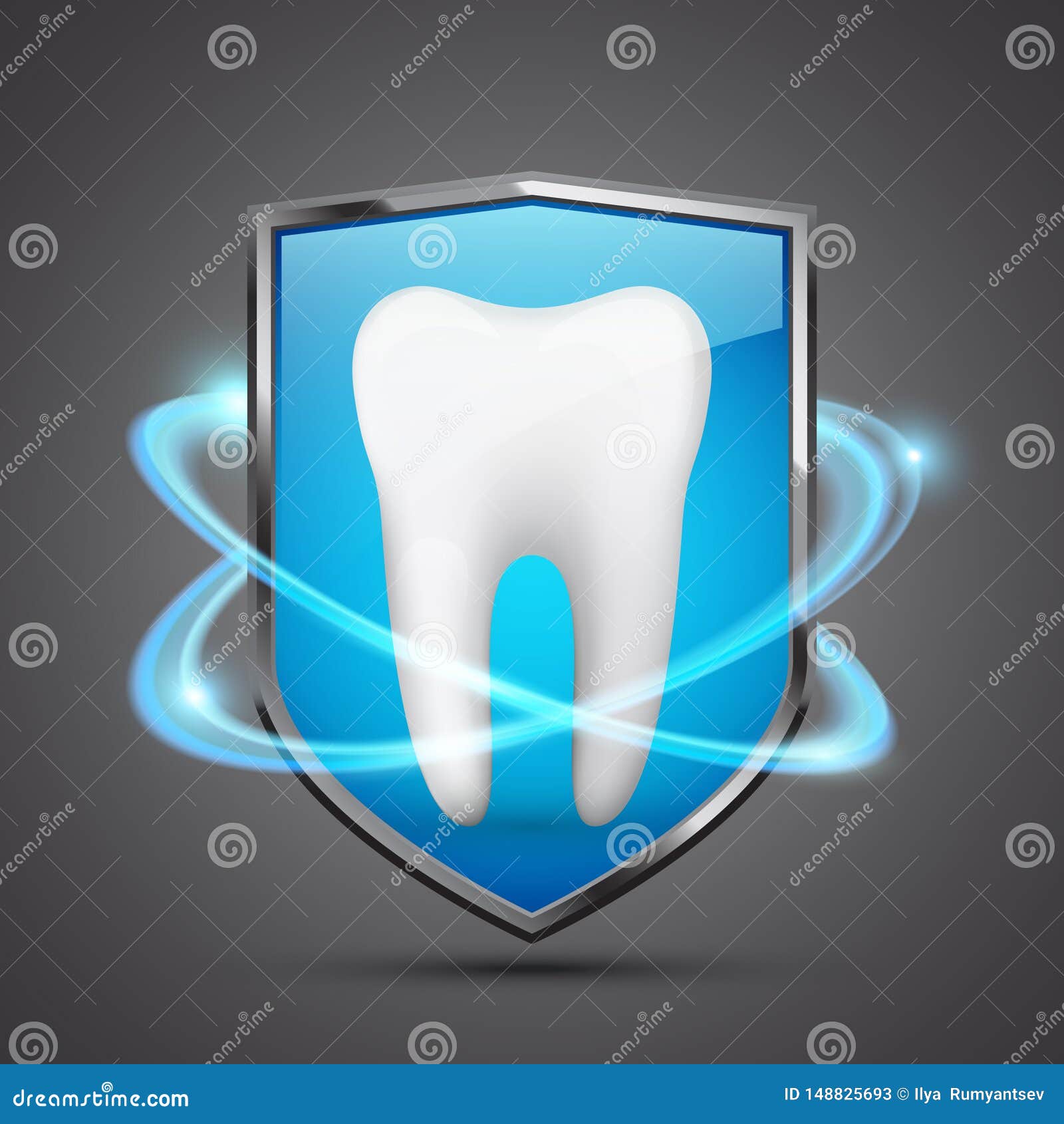 Tooth Protection Concept, Healthy Tooth Inside the Shield. Stock Vector ...