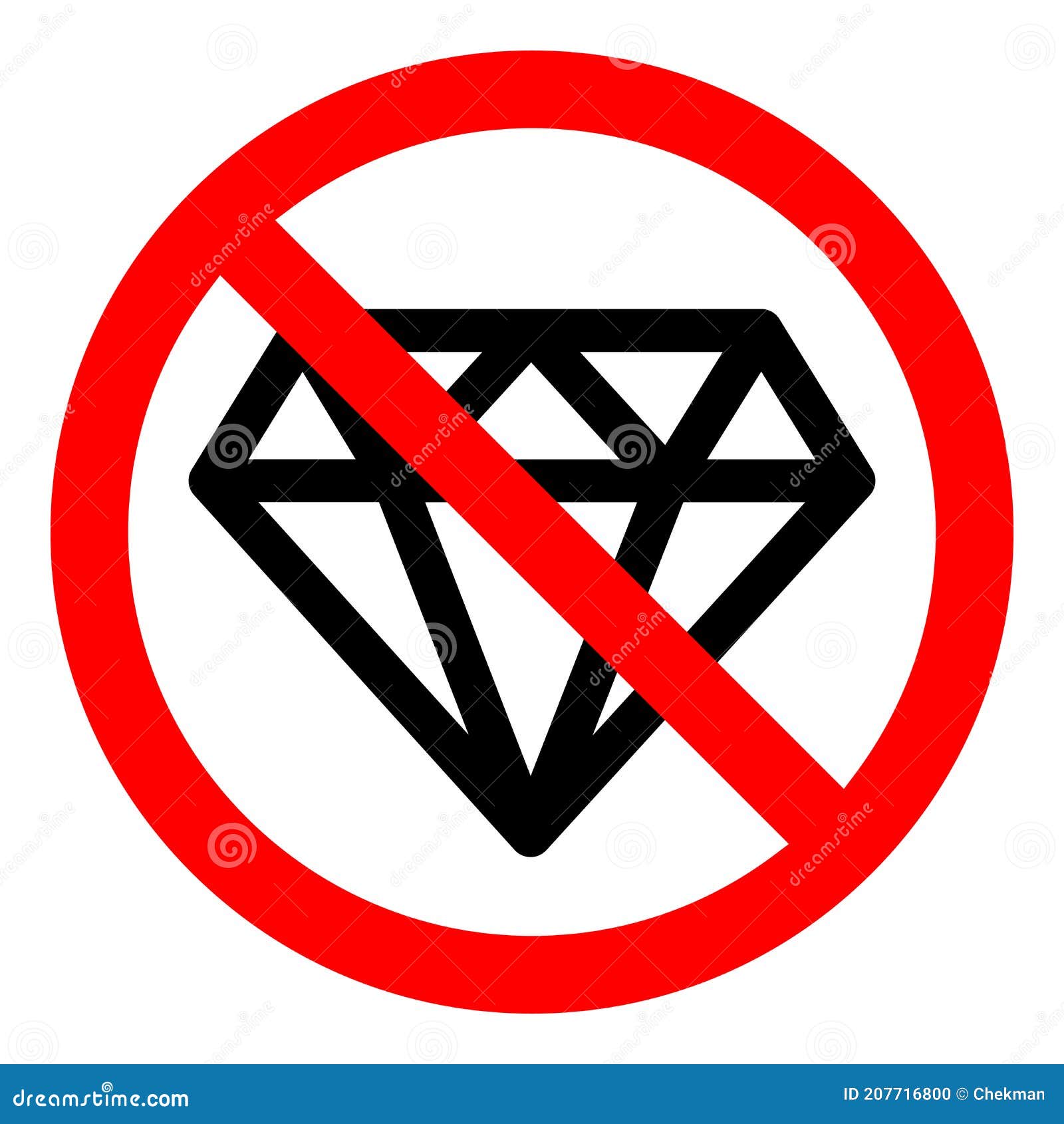 Diamond is Prohibited. Stop Diamond Icon. Vector Illustration Stock ...