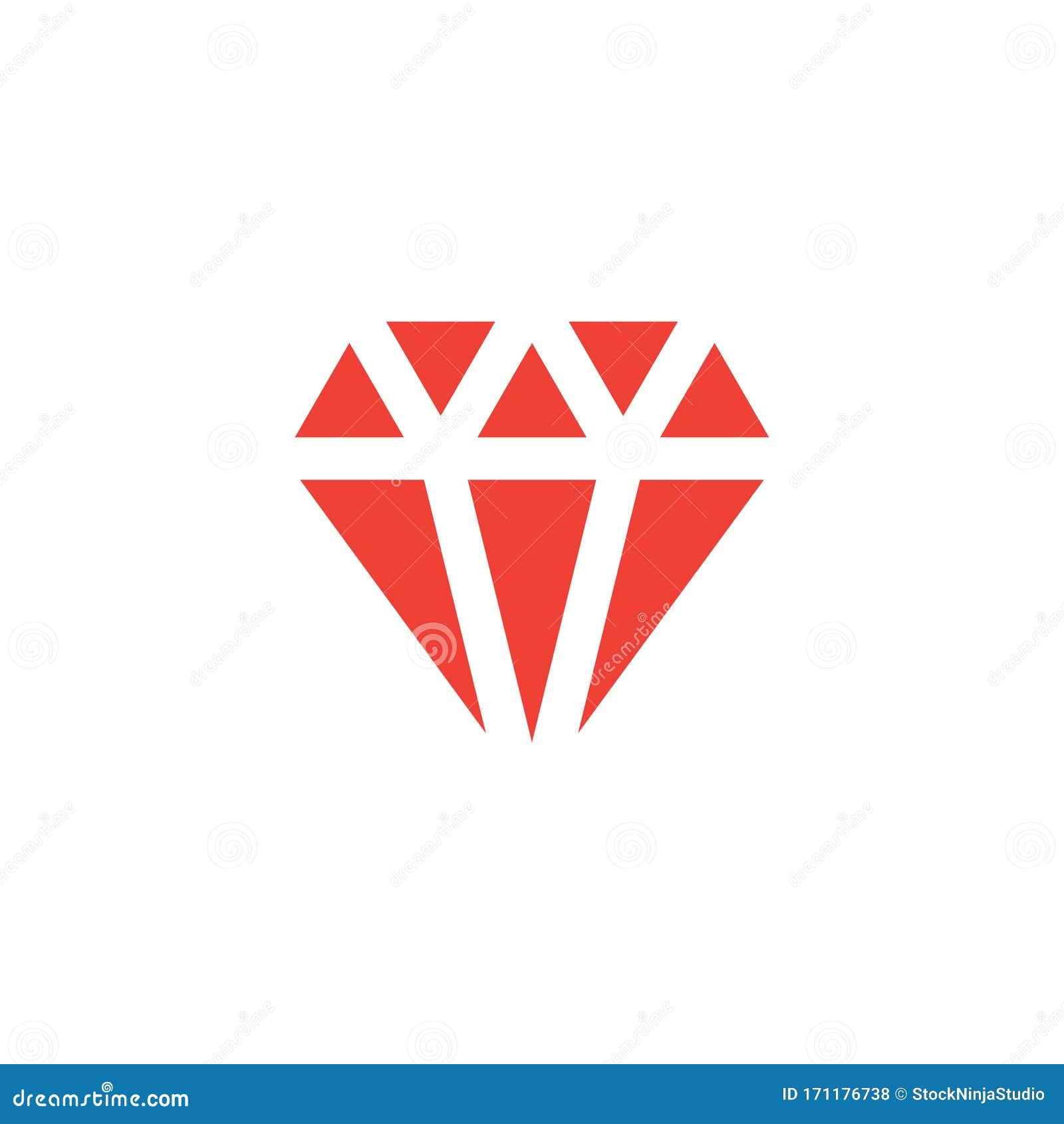Diamond Red Icon on White Background. Red Flat Style Vector ...