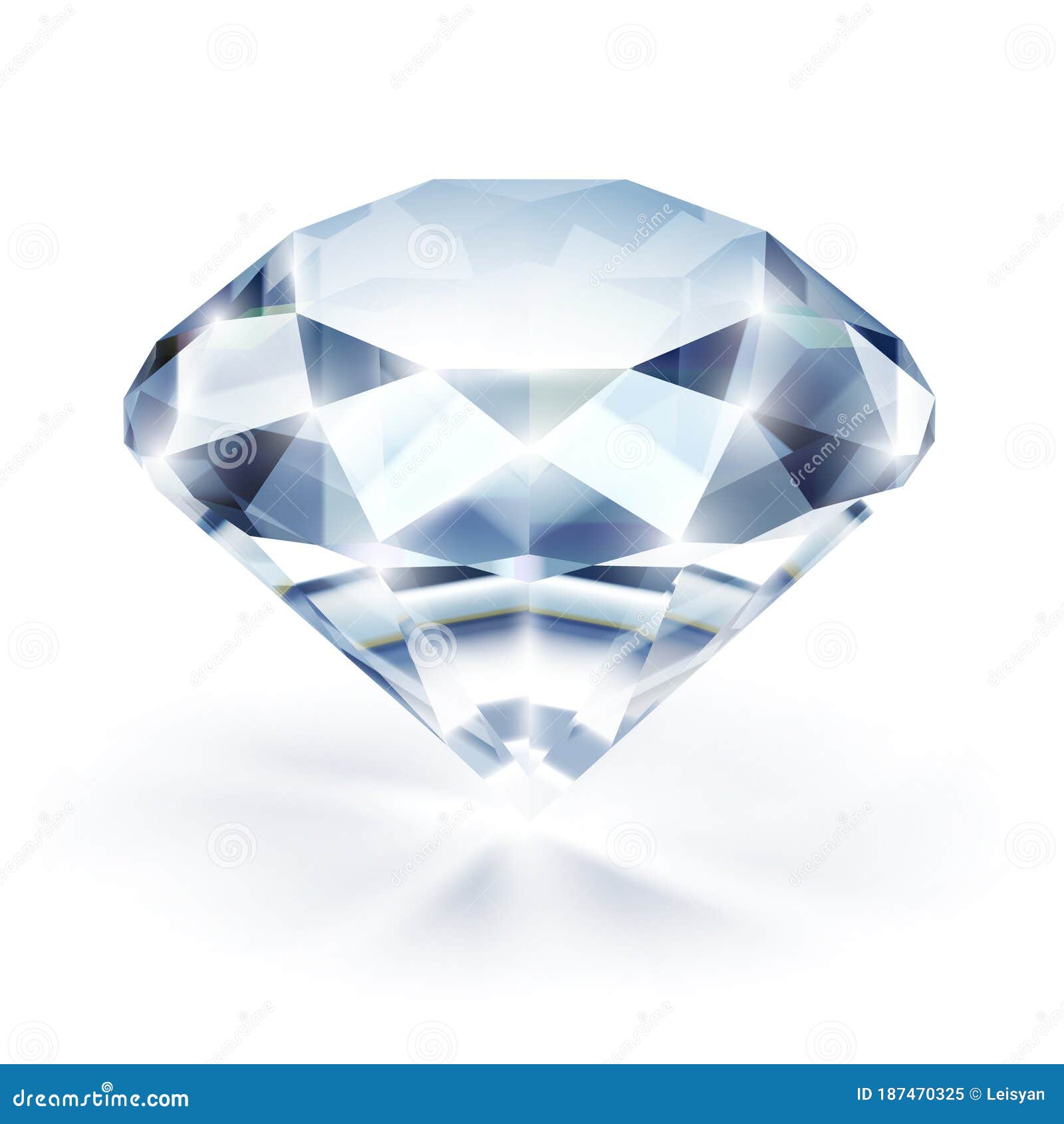 Diamond with Reflection Isolated on White Stock Vector - Illustration ...