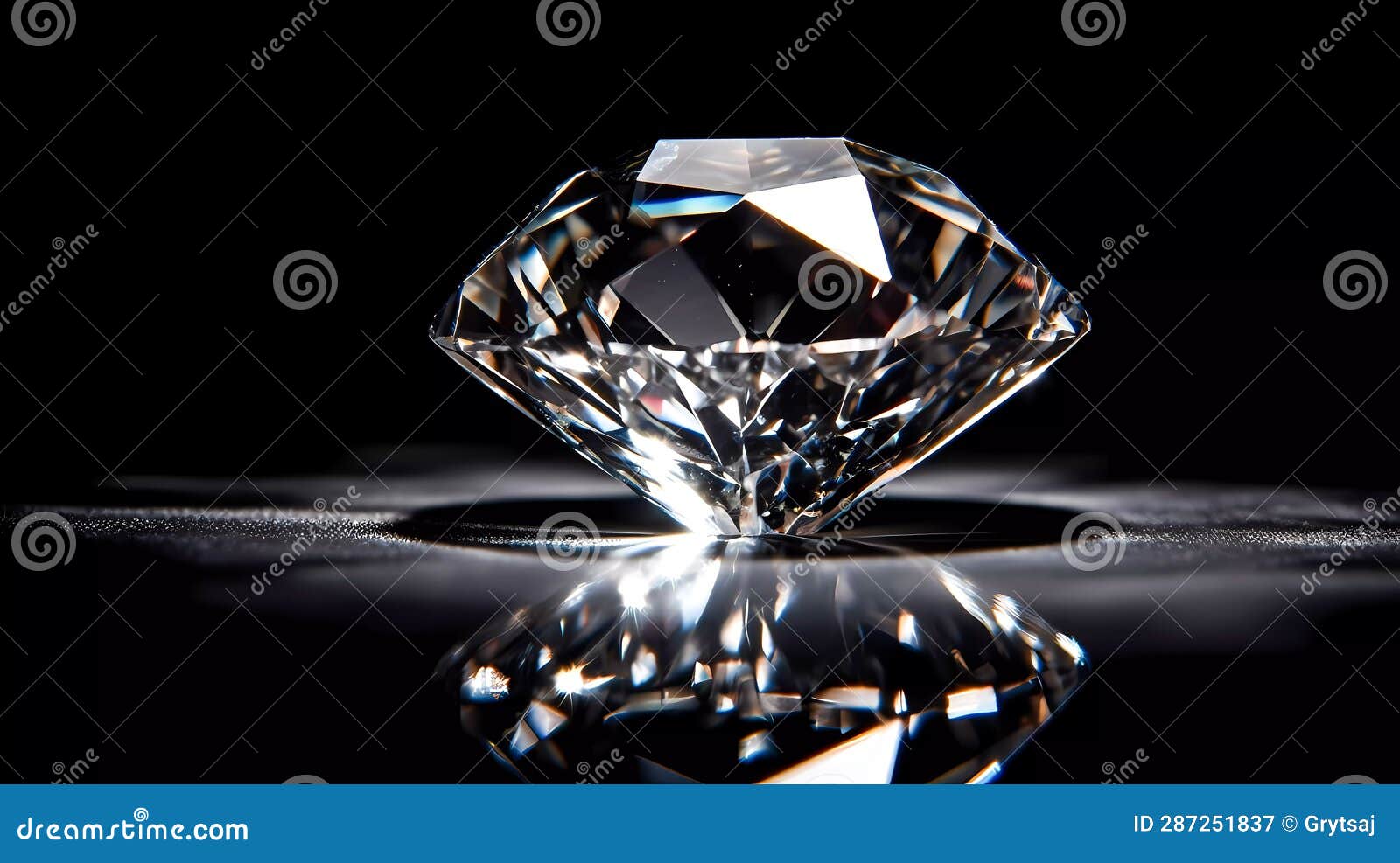 Diamond with Reflections of Light, on a Black Background Stock ...