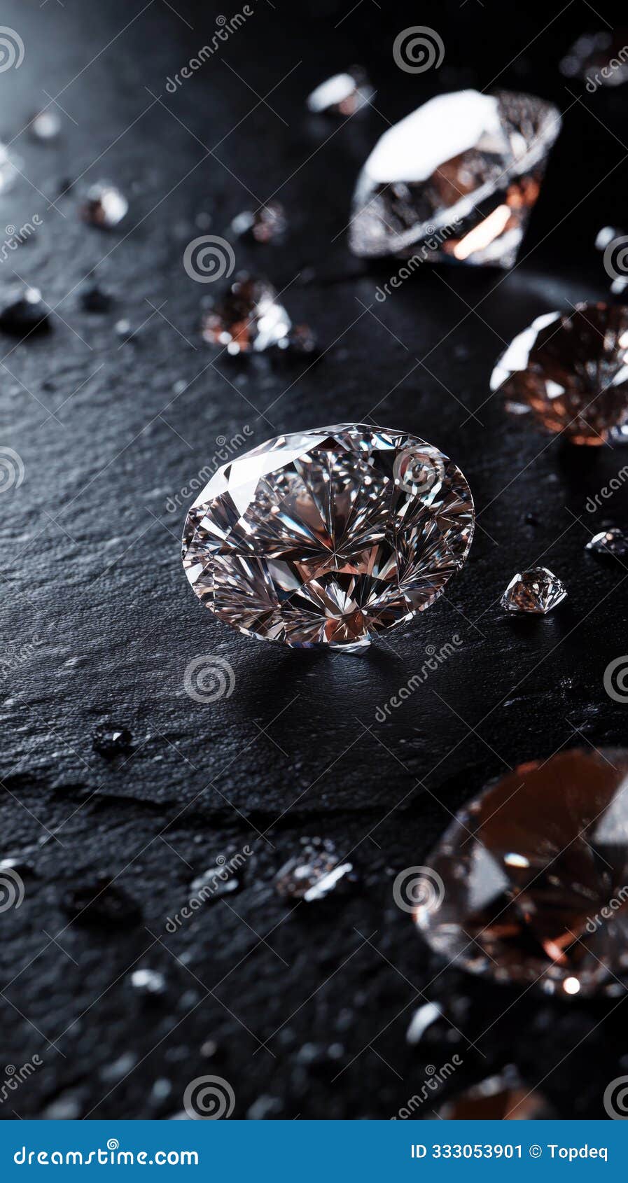 Diamond On Reflective Dark Surface Background Royalty-Free Stock Photo ...