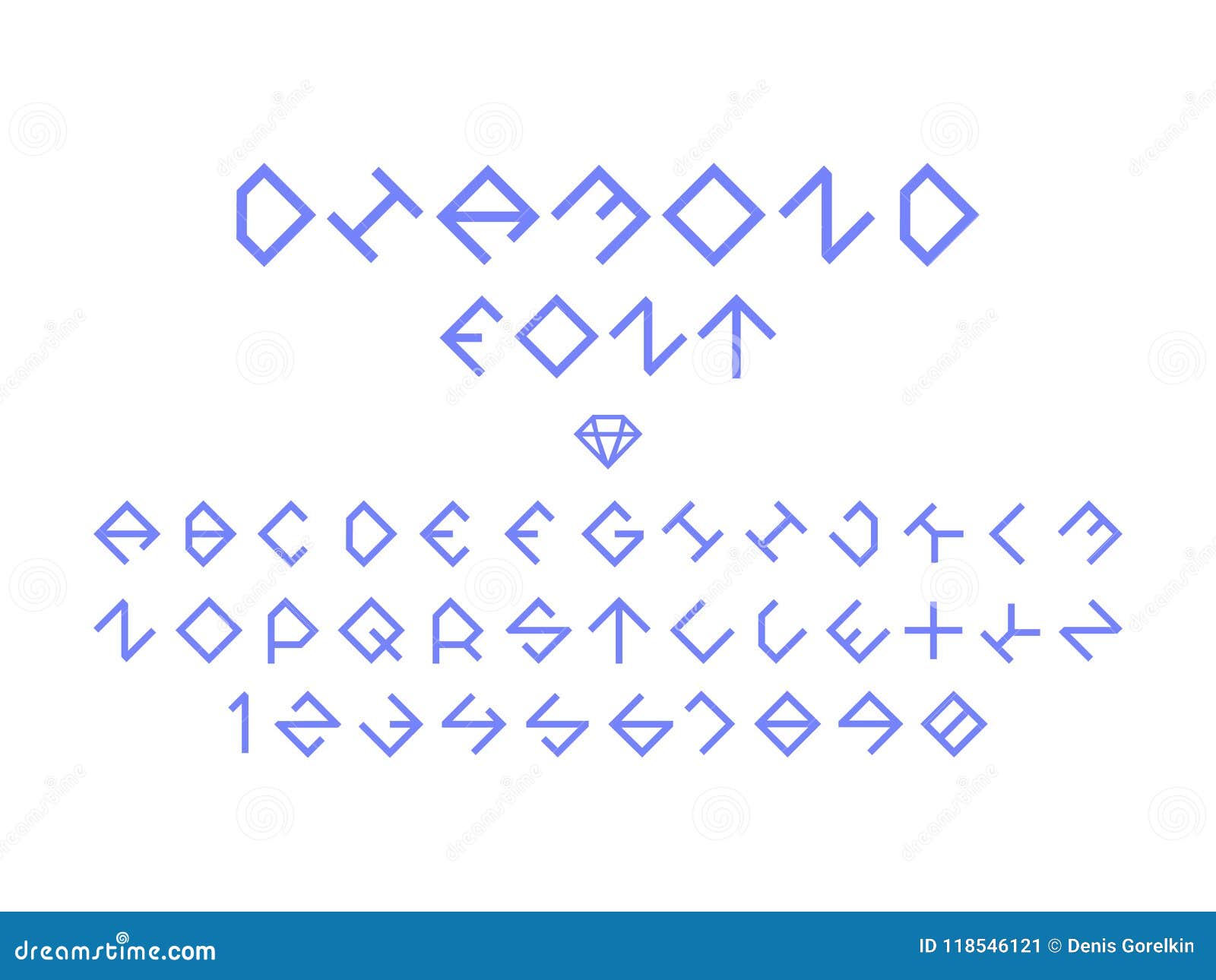 Diamond Regular Font. Vector Alphabet Stock Vector - Illustration of ...
