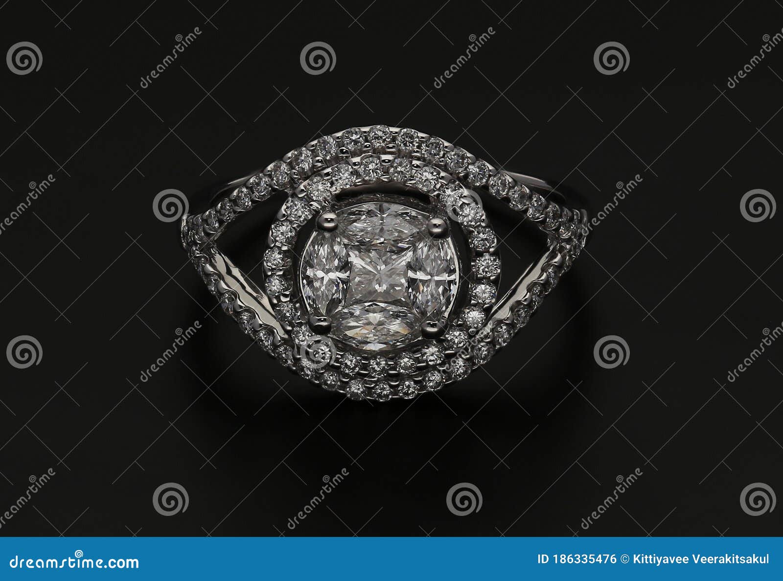 Diamond Ring on Black Background Stock Photo - Image of marquise ...