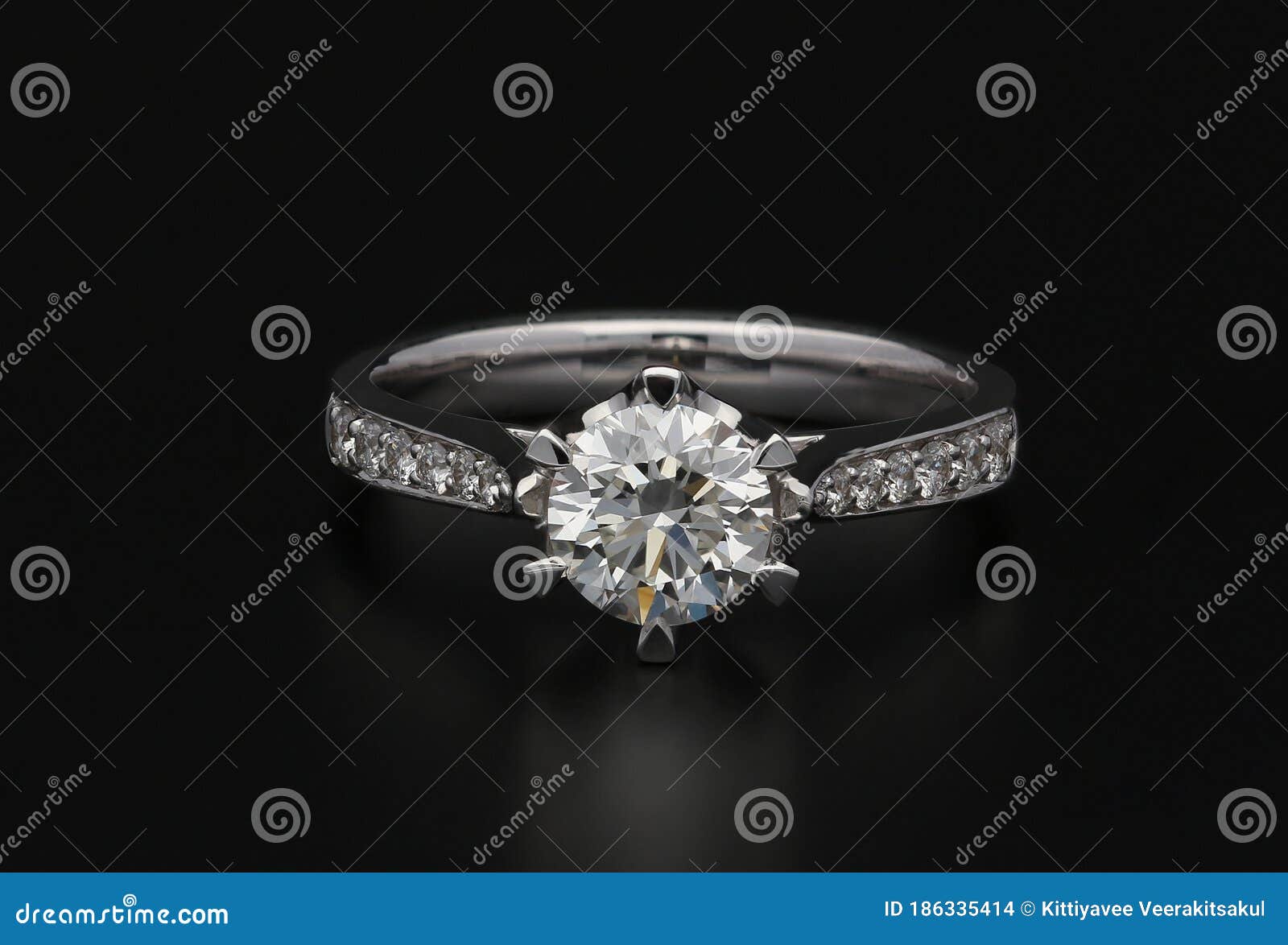 Diamond Ring on Black Background Stock Photo - Image of jewellery ...