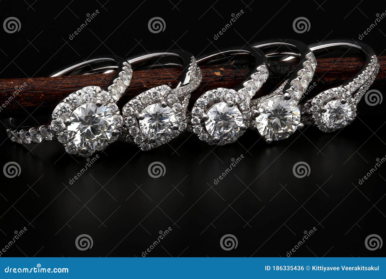 Diamond Ring on Black Background Stock Photo - Image of princess, round ...